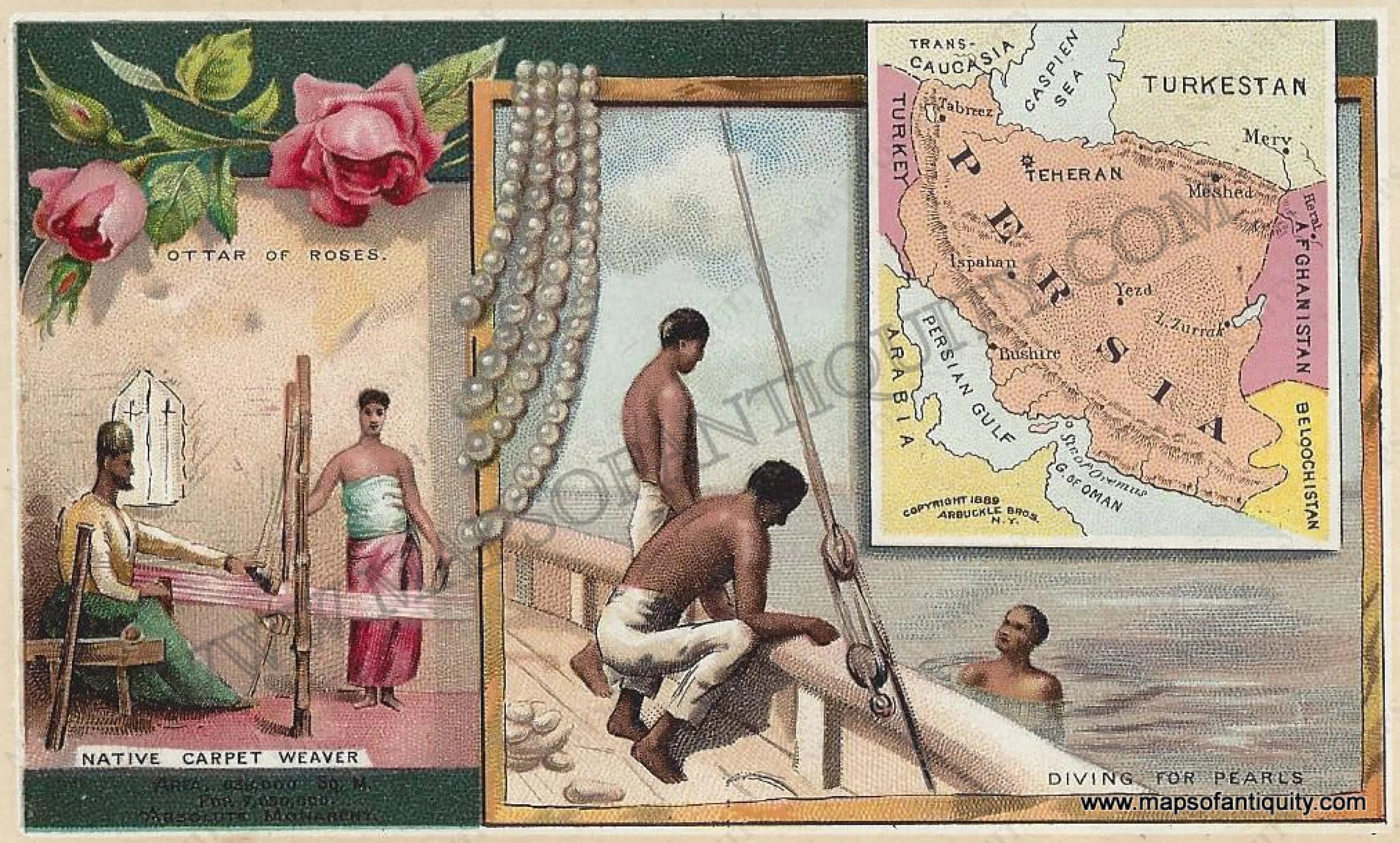 1890 - Persia - Iran - Antique Chromolithograph Print Map – Maps of ...