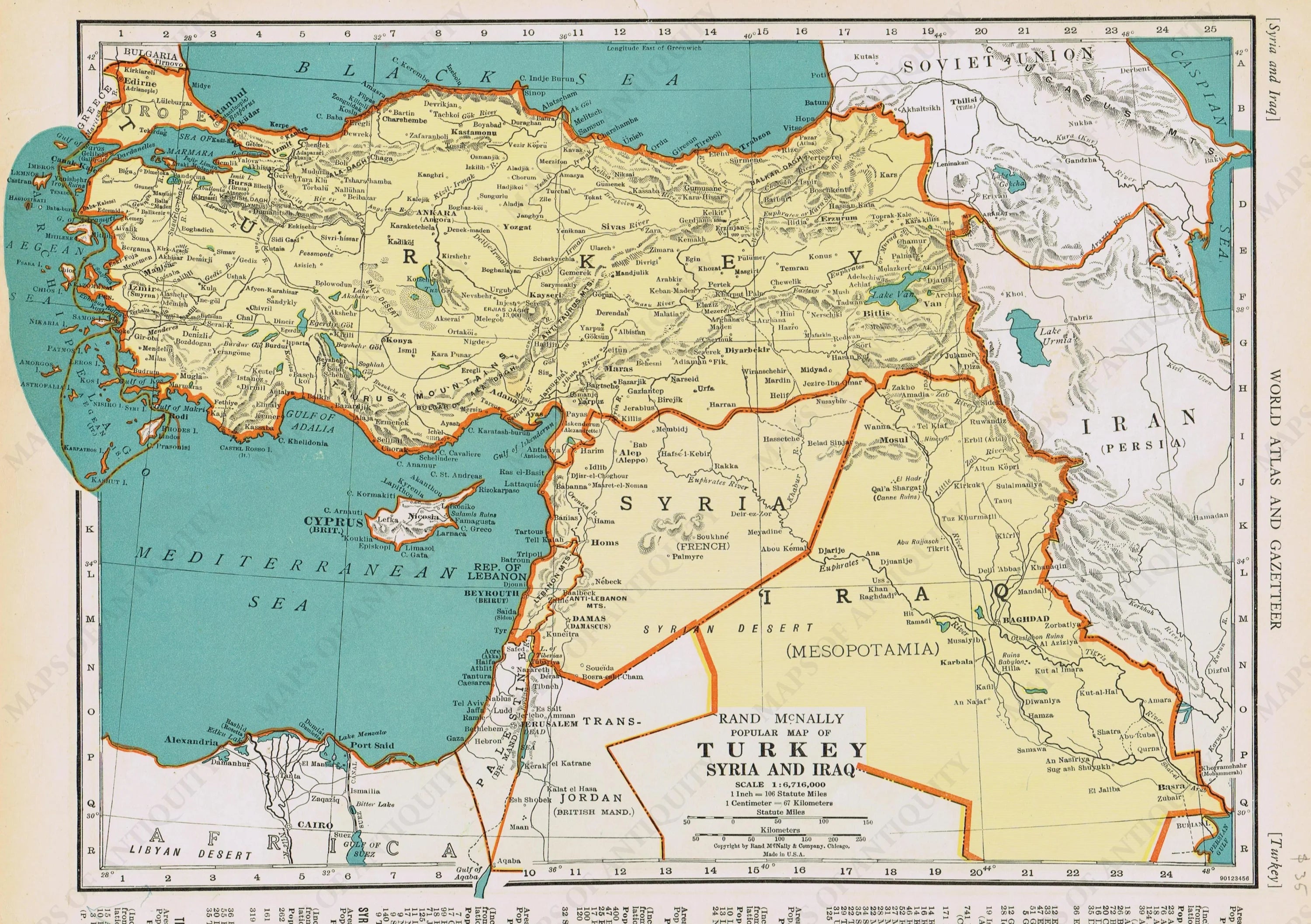 1940 Genuine Antique Map Popular Map of Turkey, Syria and Iraq – Maps ...