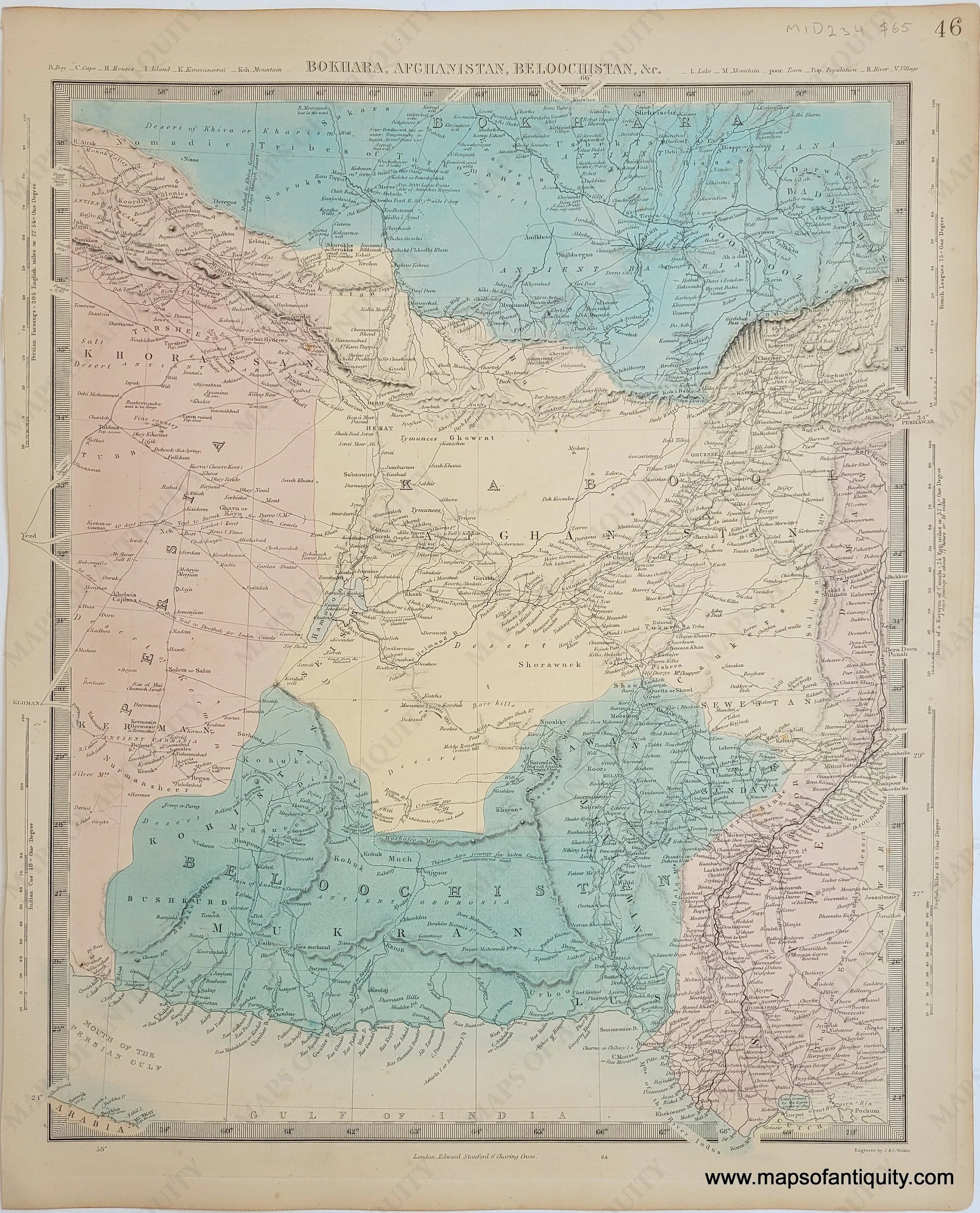 1860 Genuine Antique Map Bokhara, Afghanistan, Beloochistan &c. – Maps ...