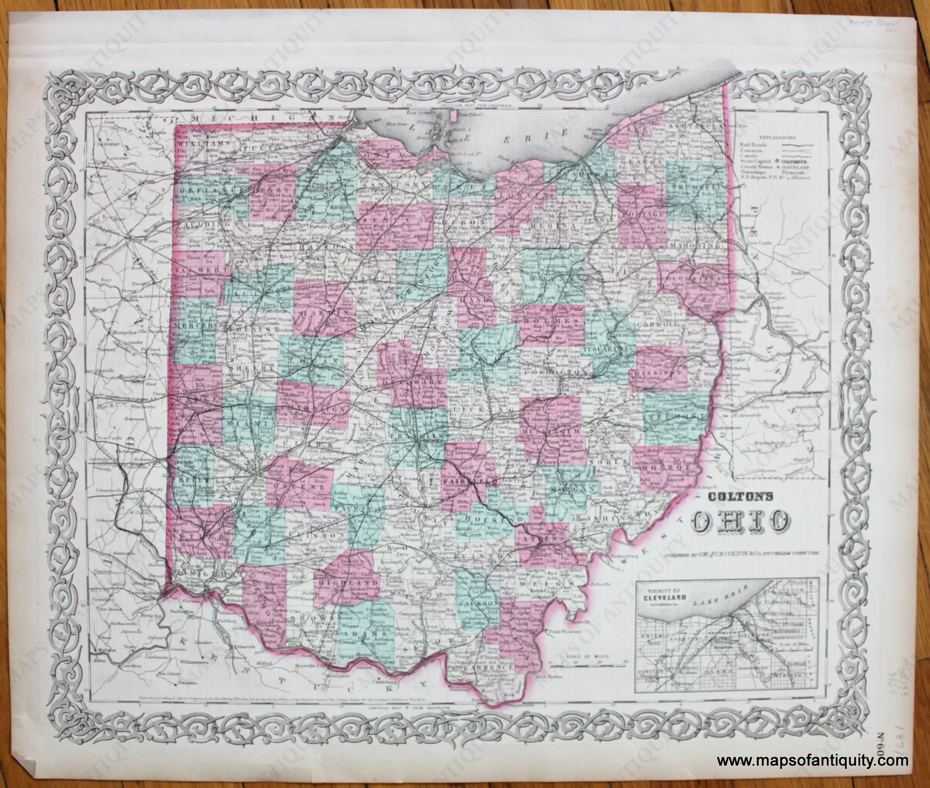 1871 - Colton's Ohio - Antique Map – Maps of Antiquity