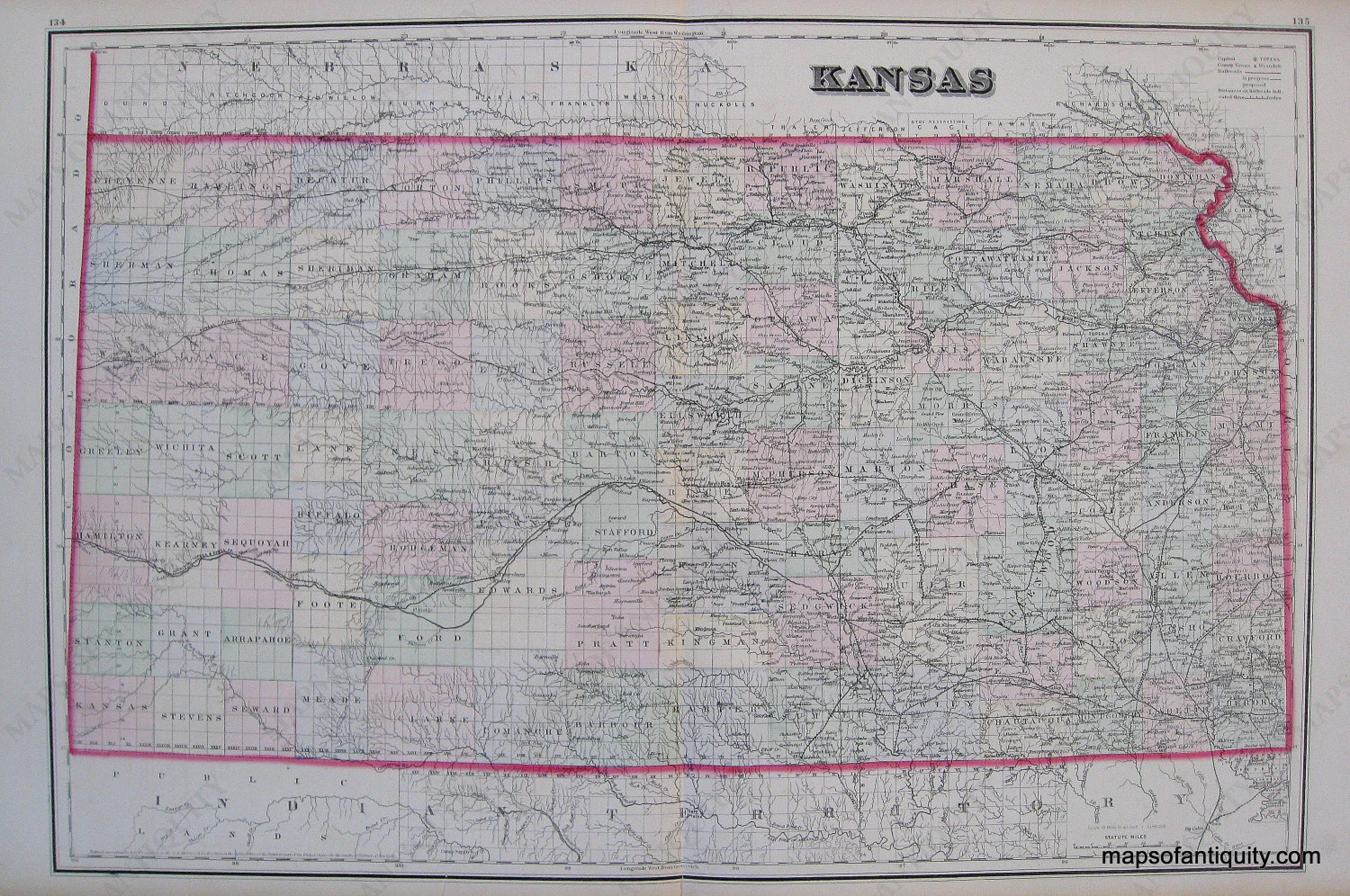 1881 - Kansas - Antique Map – Maps of Antiquity