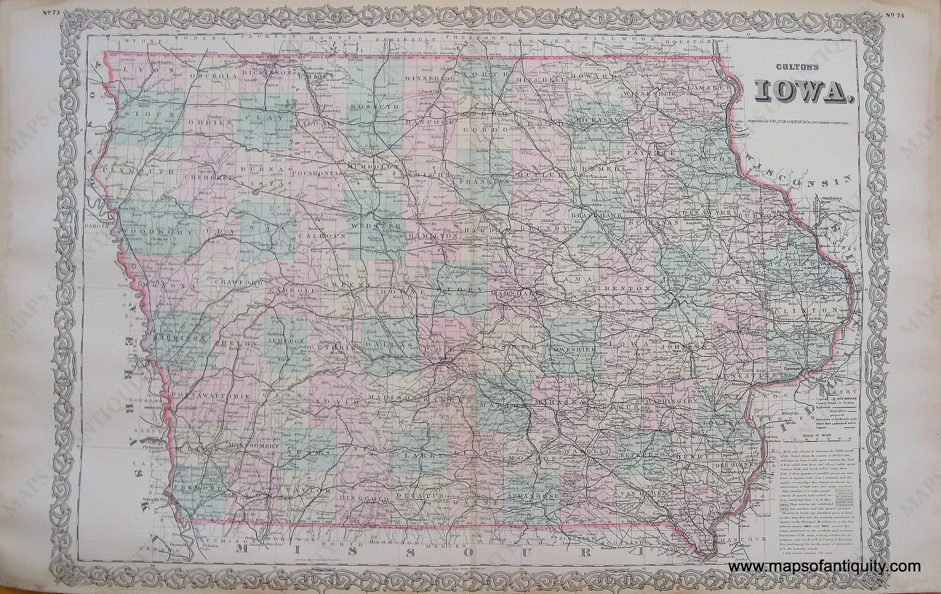 1887 Antique Map Colton's Iowa – Maps of Antiquity