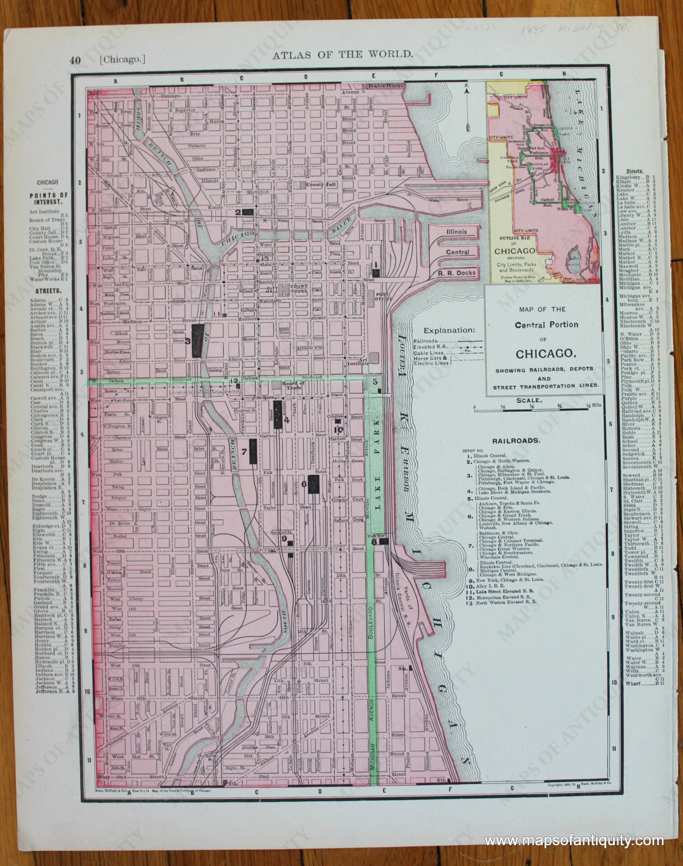 1898 - Map of the Central Portion of Chicago. - Antique Map – Maps of ...