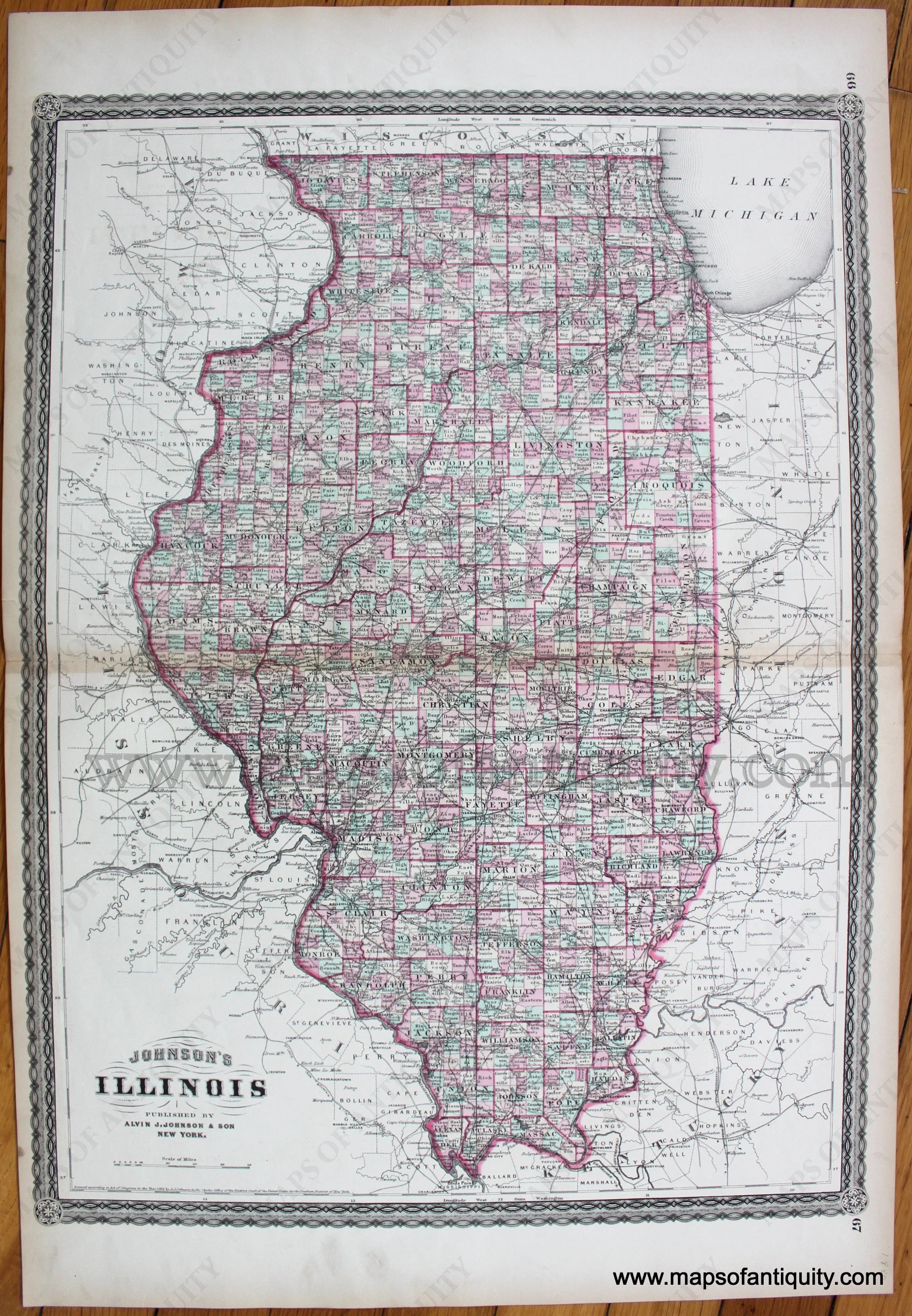 1880 - Johnson's Illinois - Antique Map – Maps of Antiquity