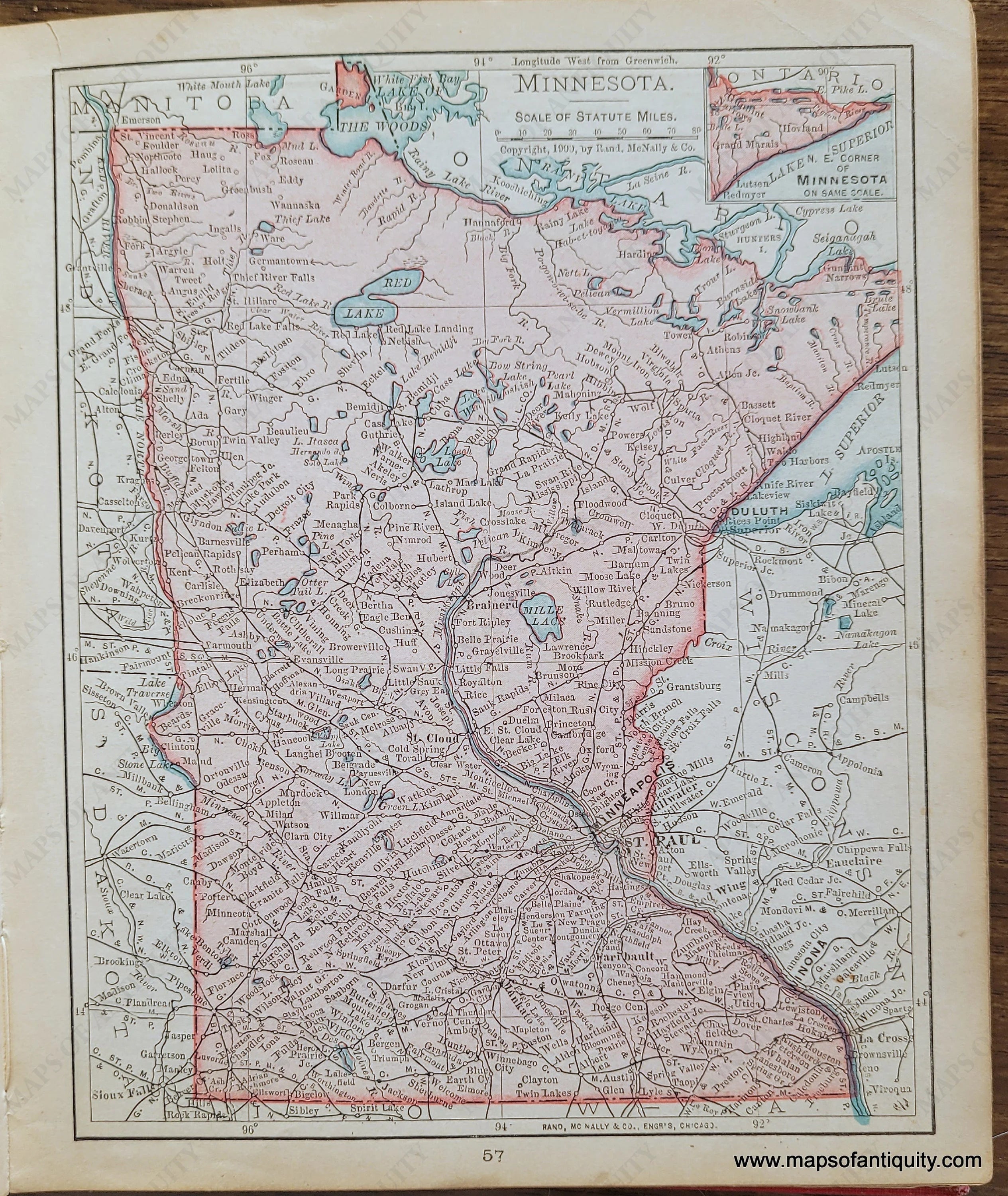 1900 - Minnesota - Antique Map – Maps of Antiquity