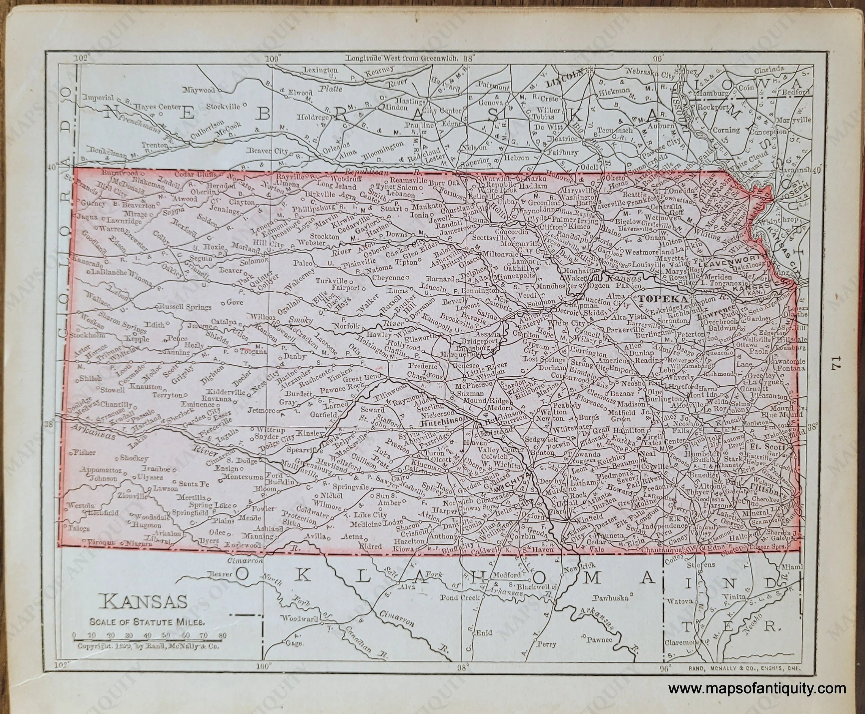 1900 - Kansas - Antique Map – Maps of Antiquity