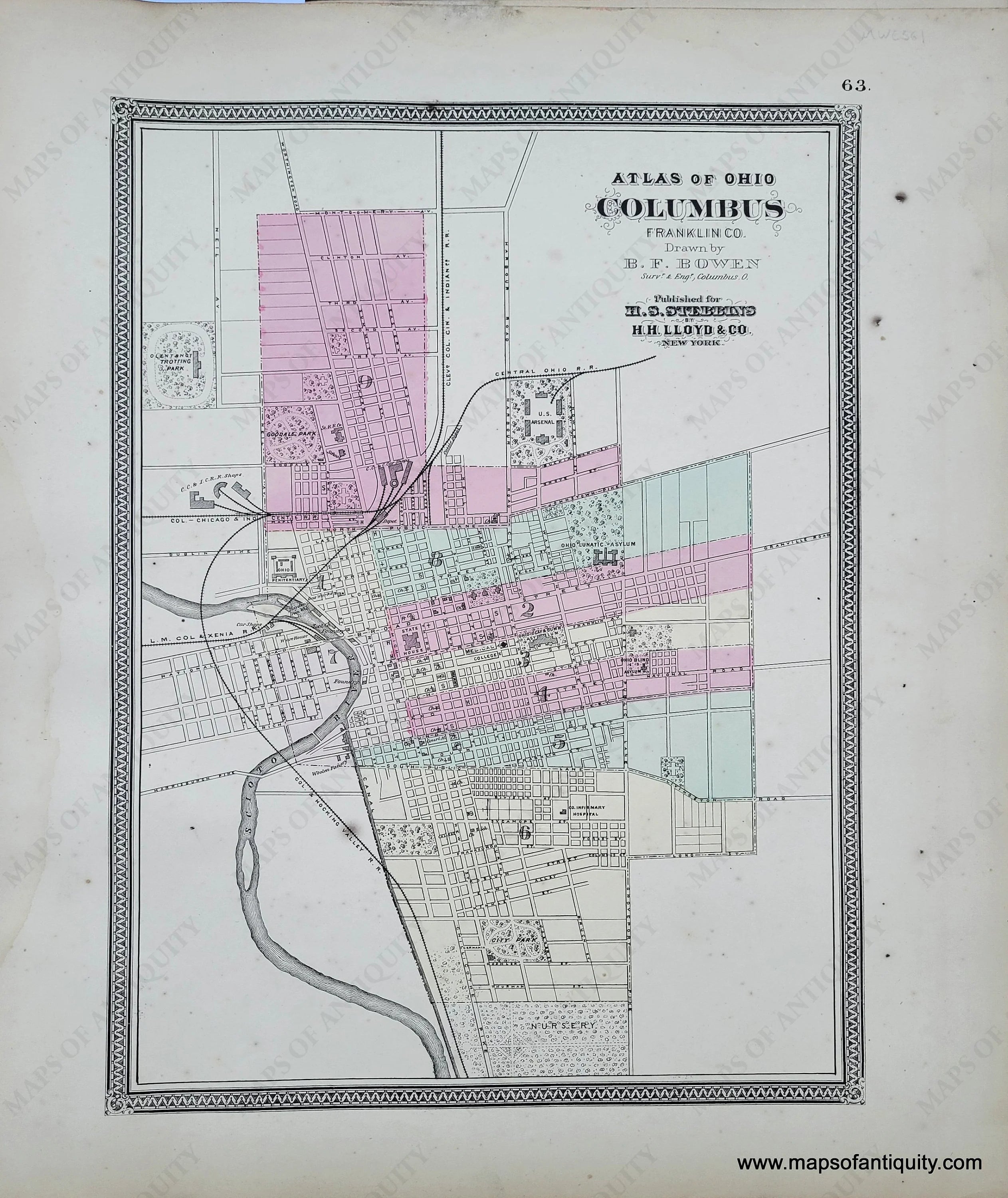 1868 - Columbus - Antique Map – Maps of Antiquity
