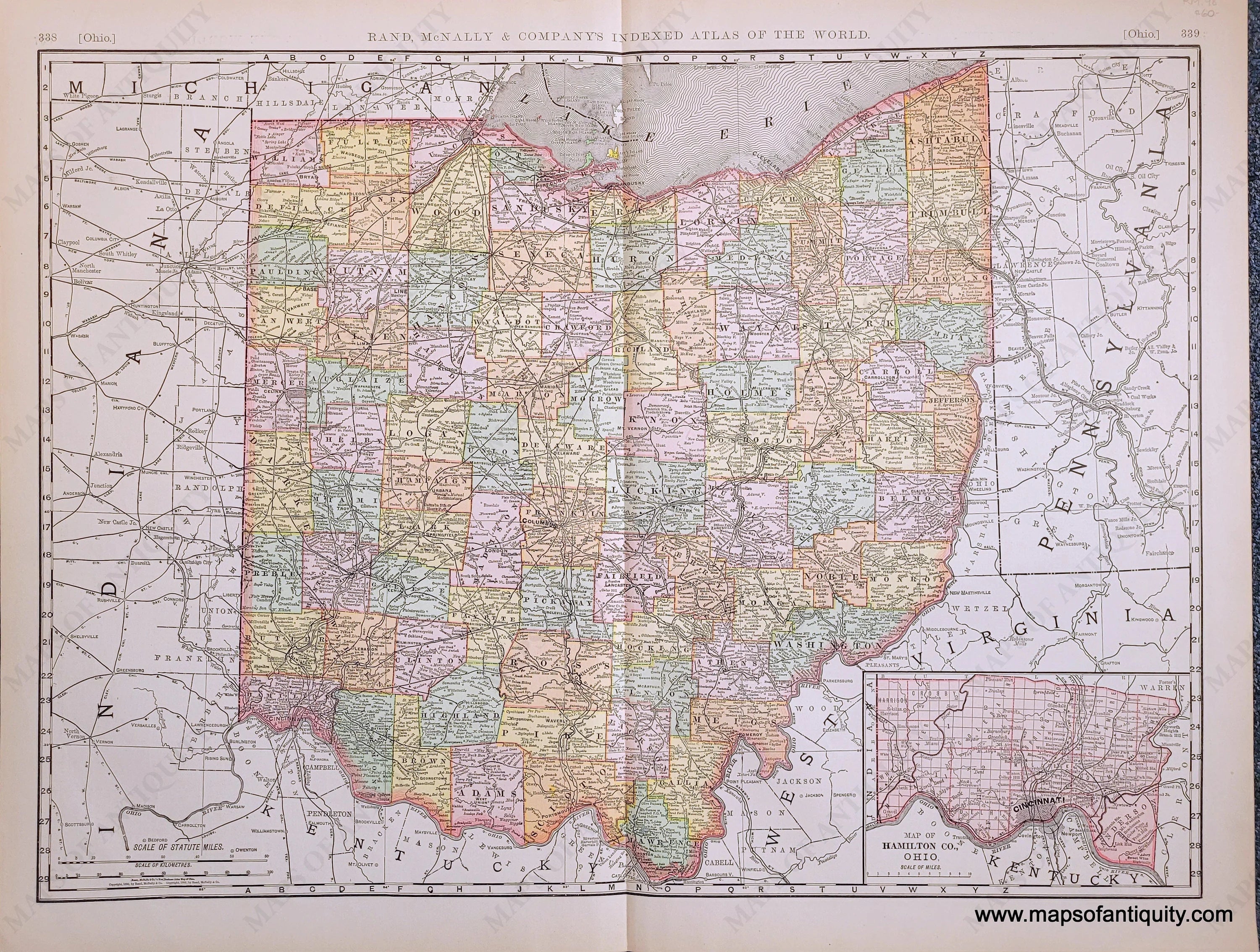 1898 Genuine Antique Map Ohio – Maps of Antiquity