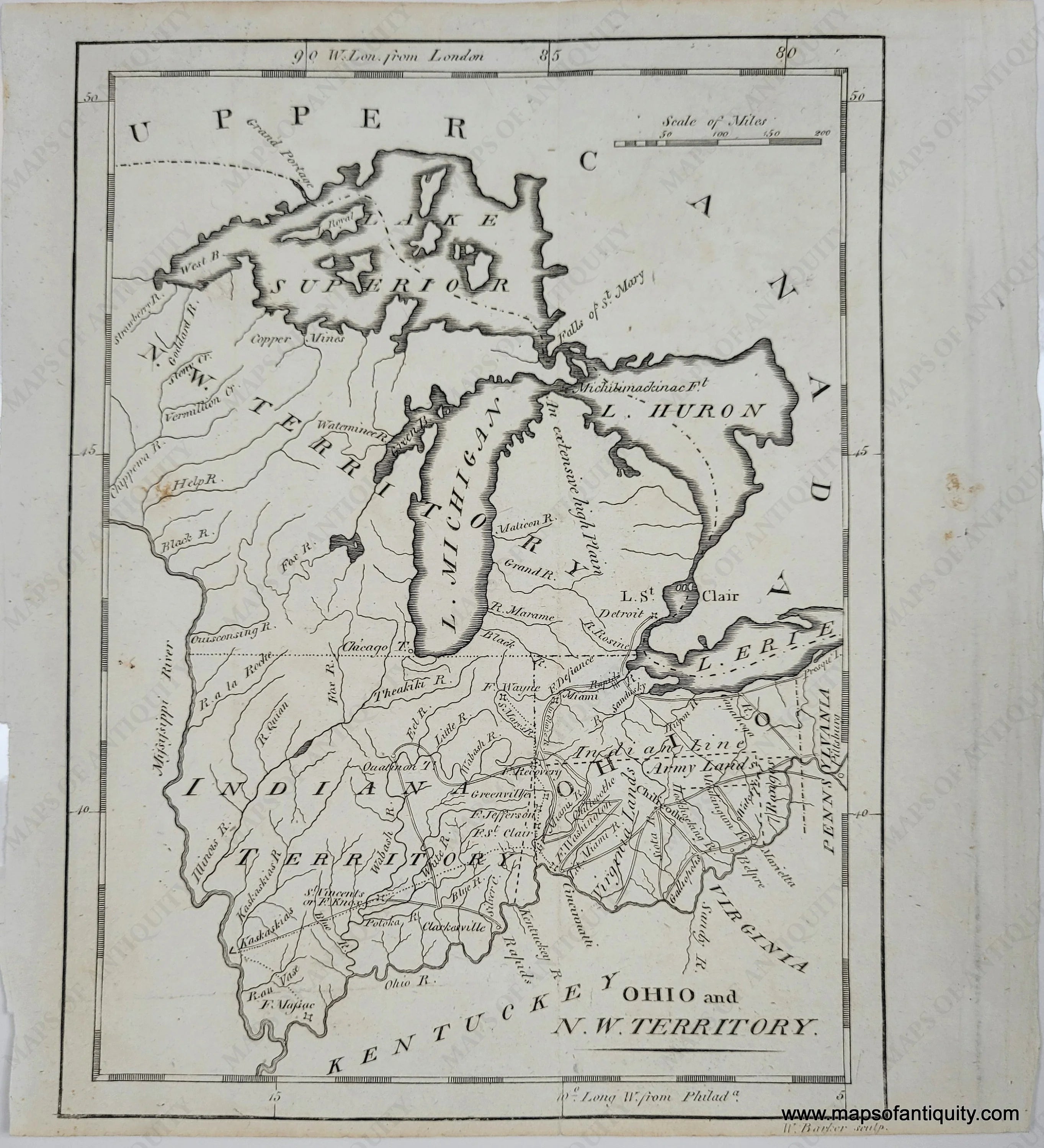 1804 Genuine Antique Map Ohio and N.W. Territory – Maps of Antiquity
