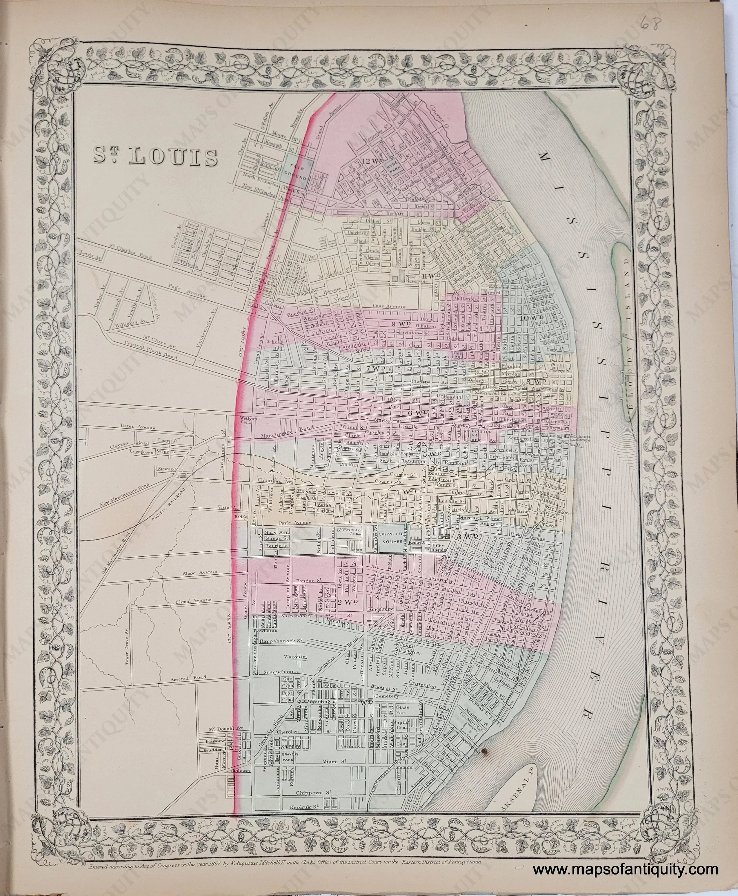 1868 - St. Louis - Antique Map – Maps of Antiquity