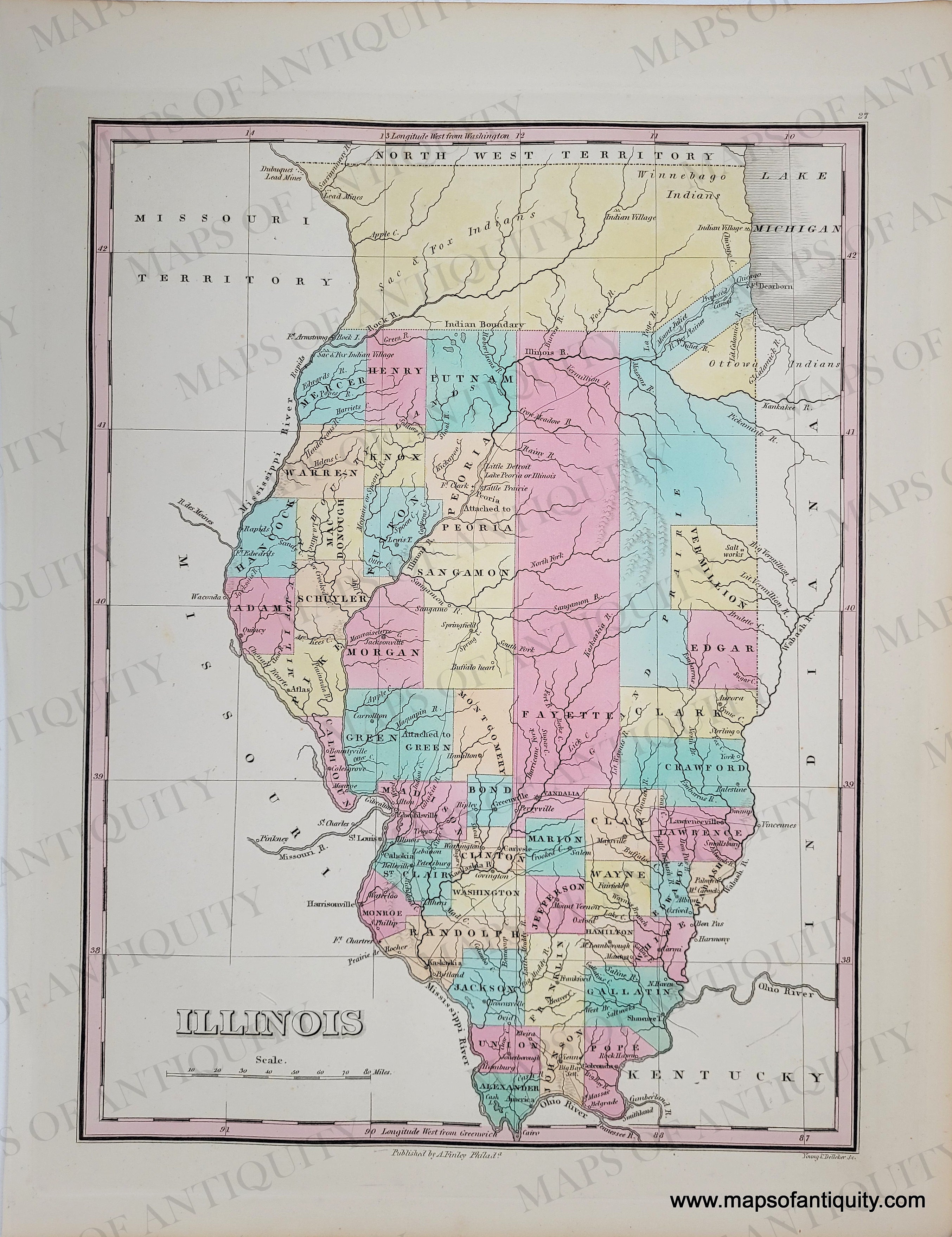 1829 - Illinois. - Antique Map – Maps of Antiquity