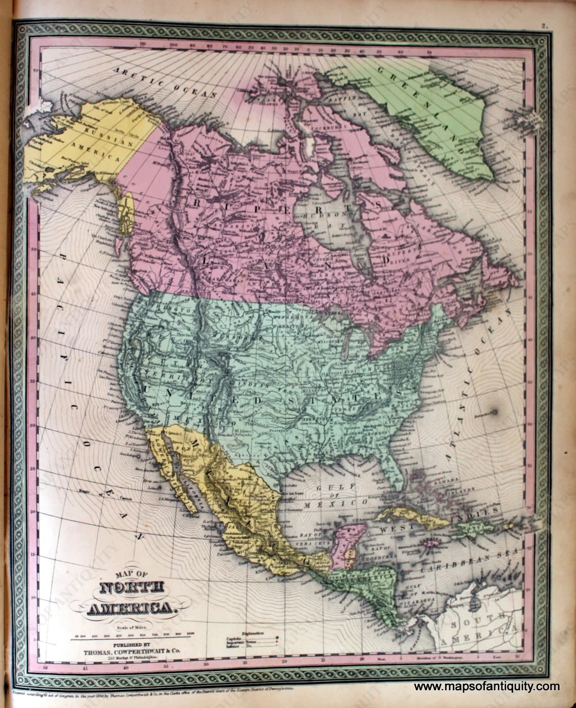 1854 - Map of North America. - Antique Map – Maps of Antiquity