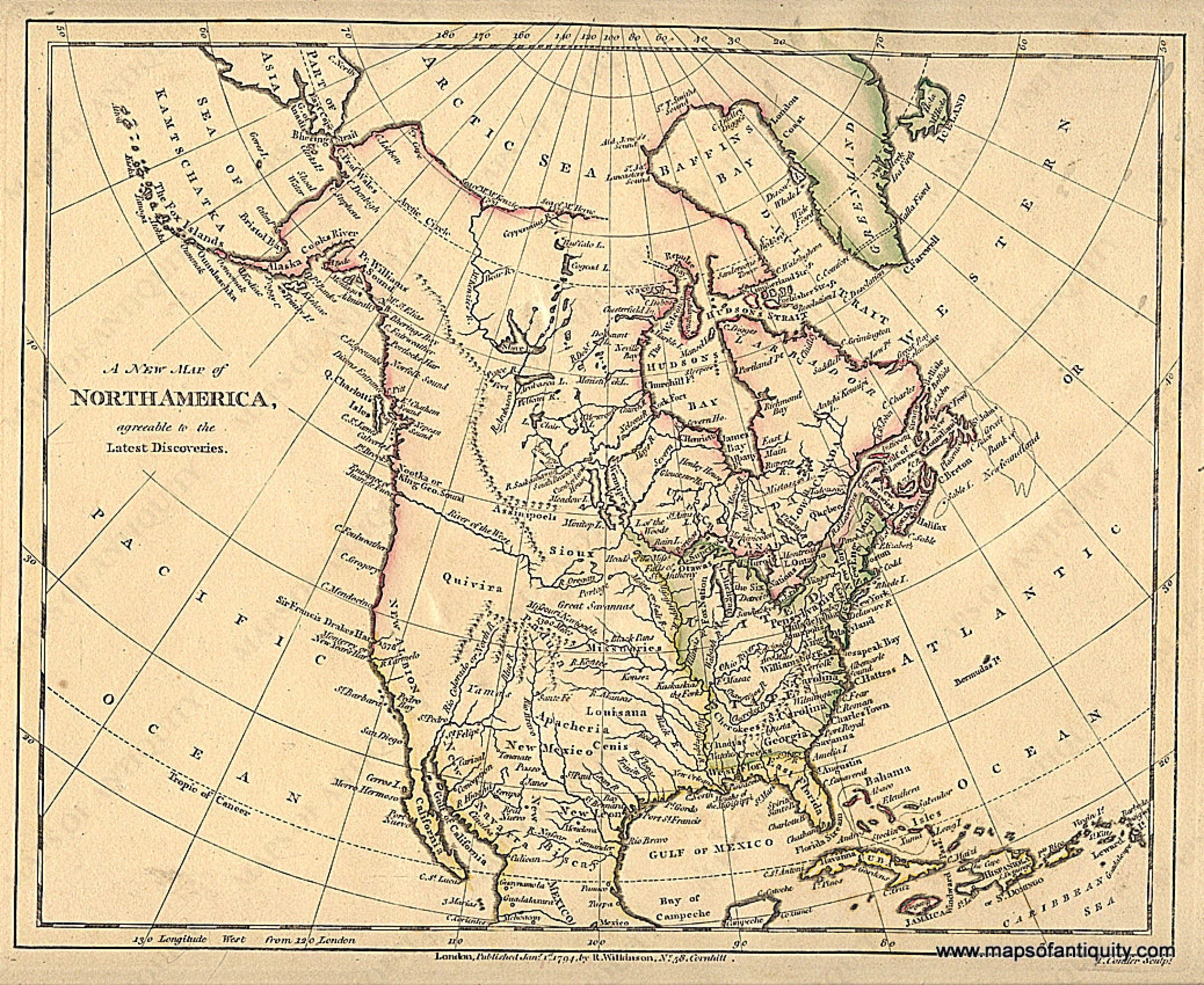 1794 - A New Map of North America, agreeable to the Latest Discoveries ...