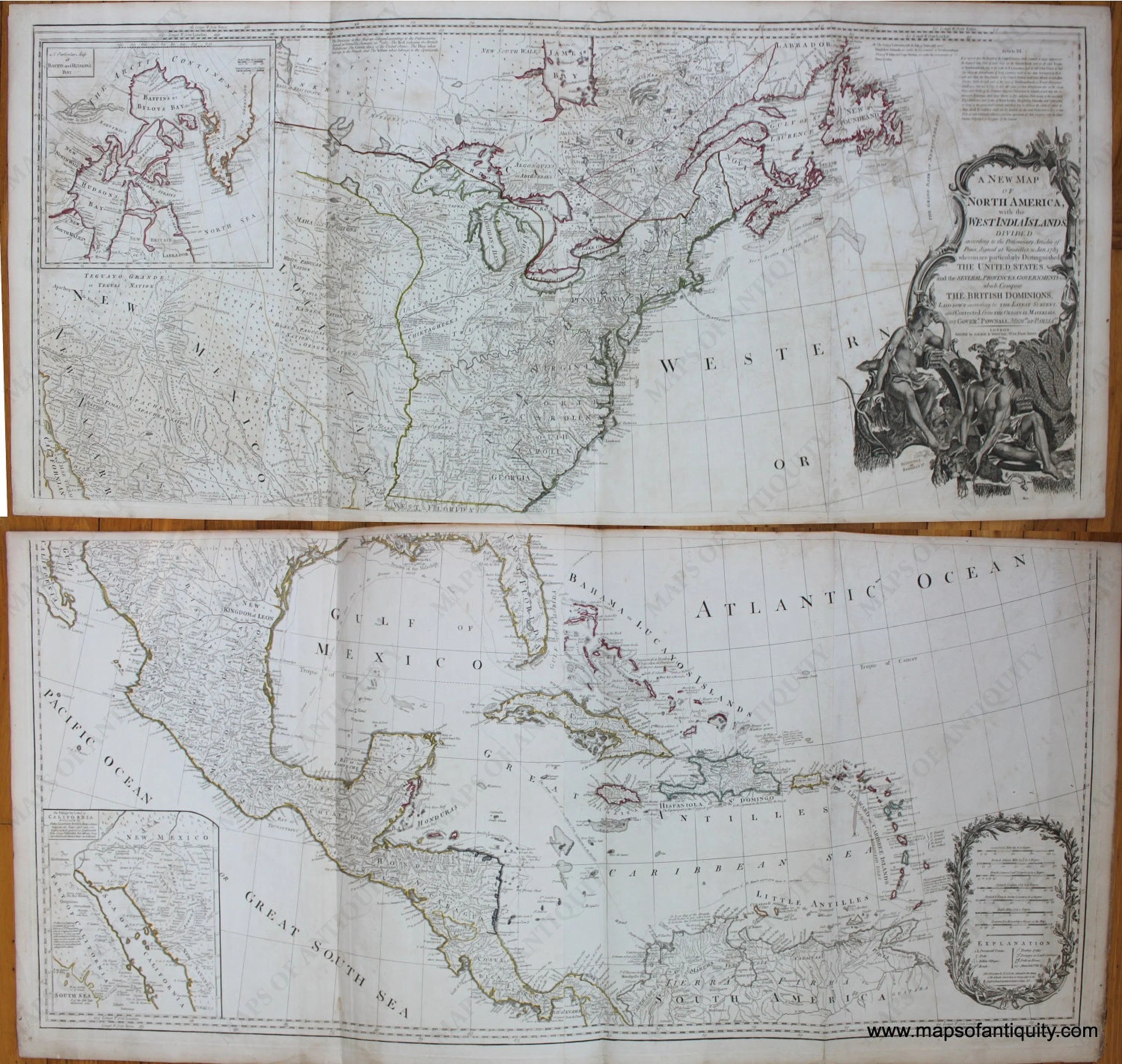 1794 - A New Map of North America, with the West India Islands - Antiq ...