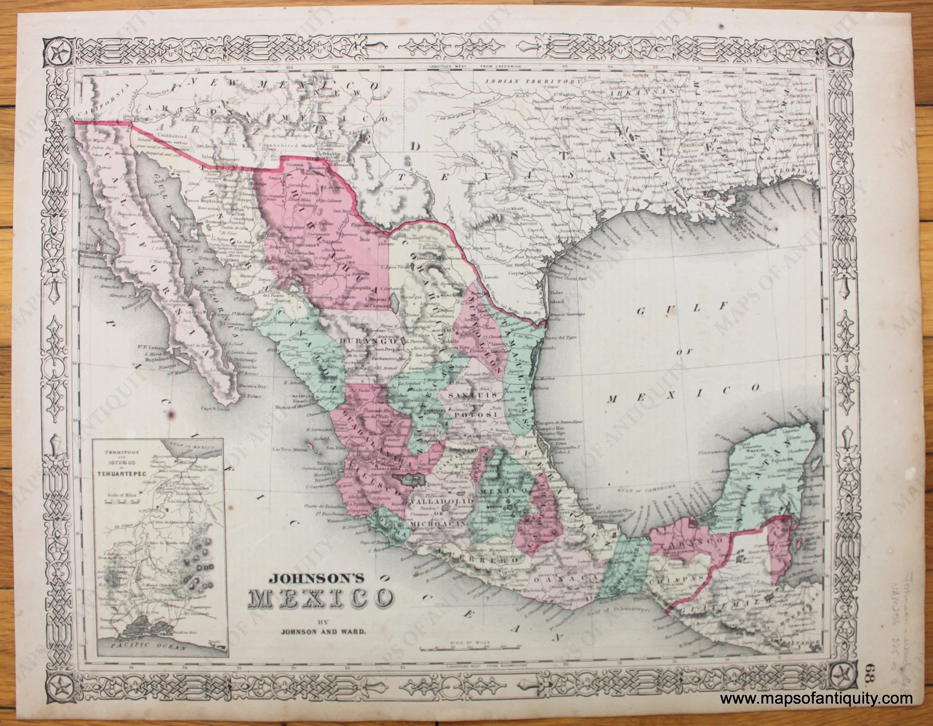 1864 - Johnson's Mexico - Antique Map – Maps of Antiquity