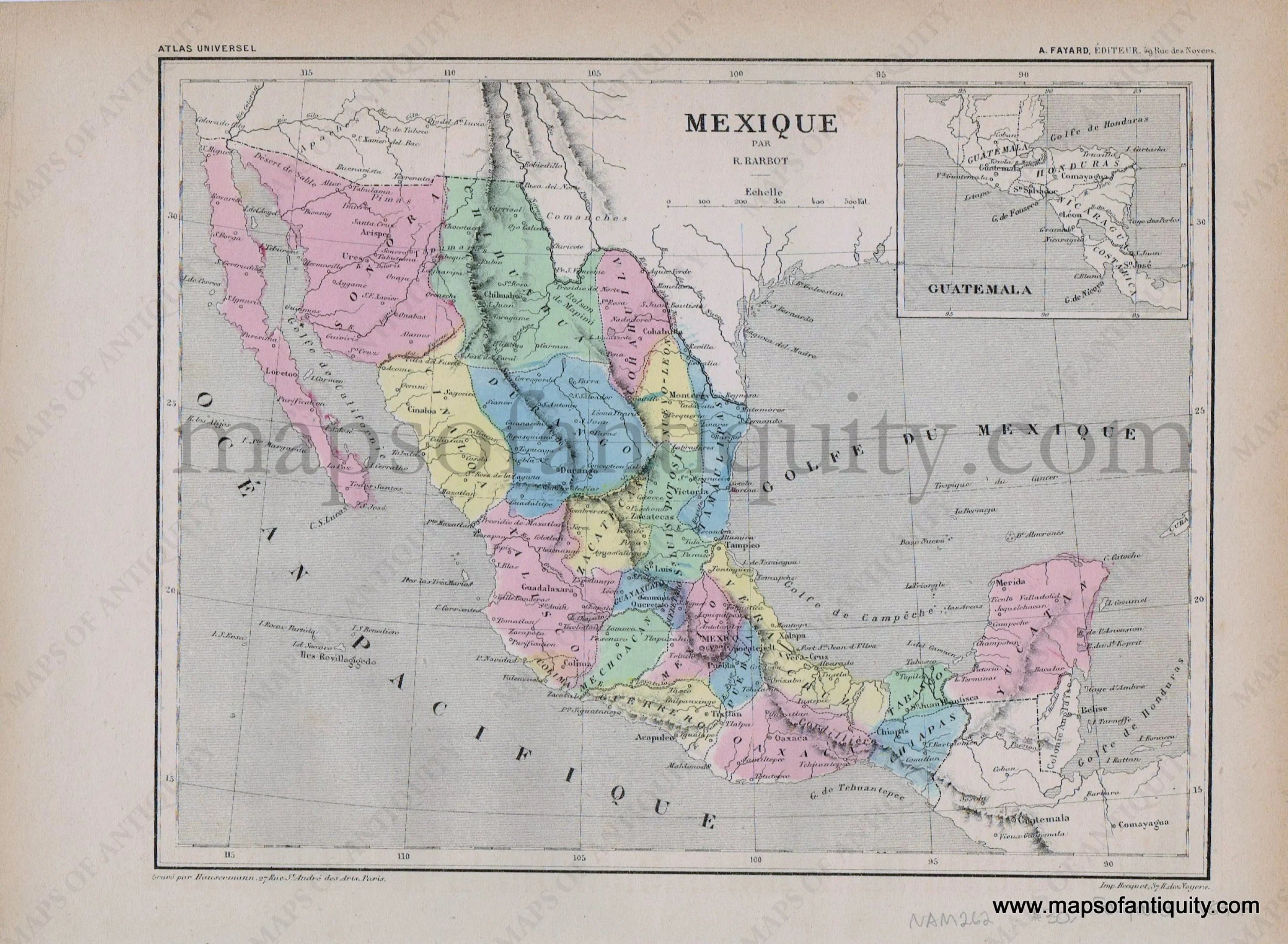 1877 - Mexique - Mexico - Antique Map – Maps of Antiquity