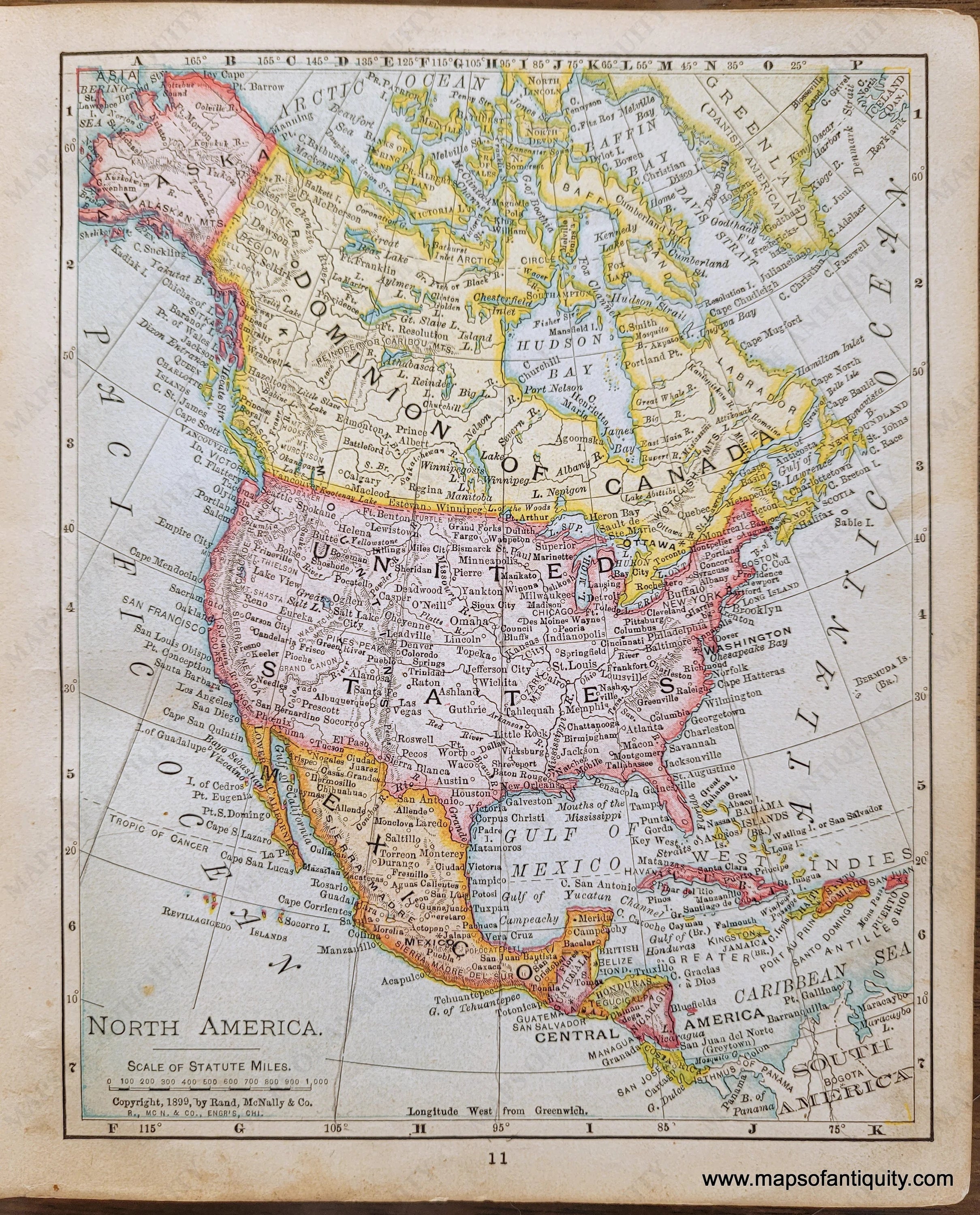 1900 - North America - Antique Map – Maps of Antiquity