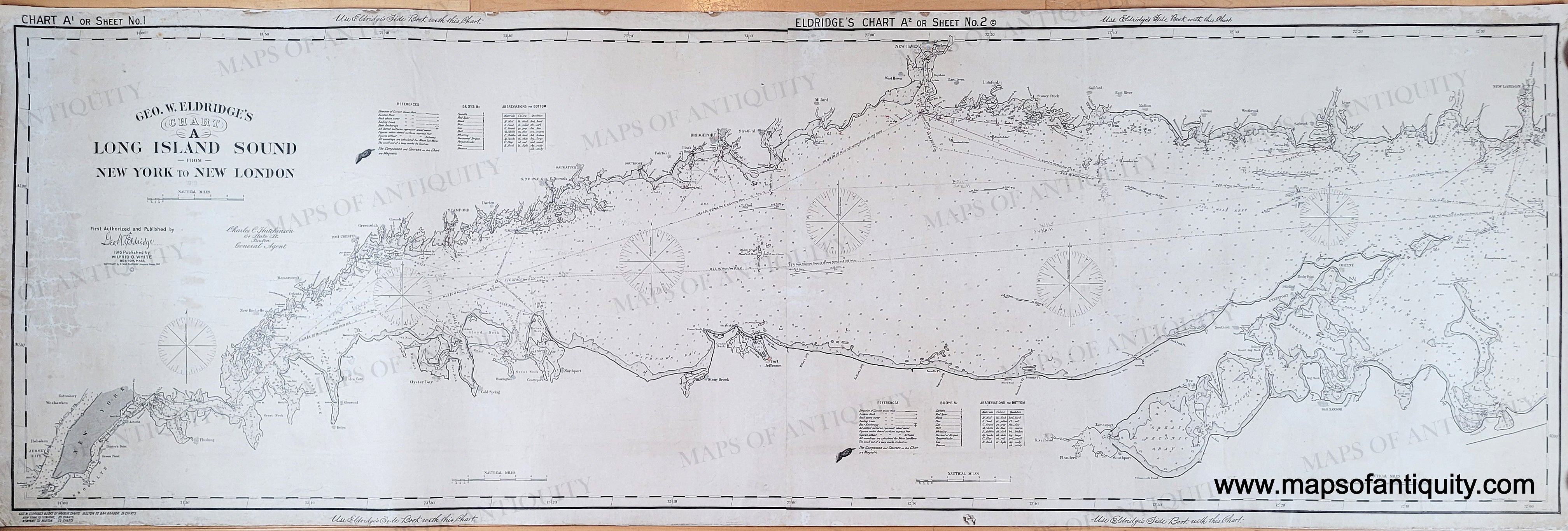 1916 - Eldridge's Chart of Long Island Sound from New York to New Lond ...