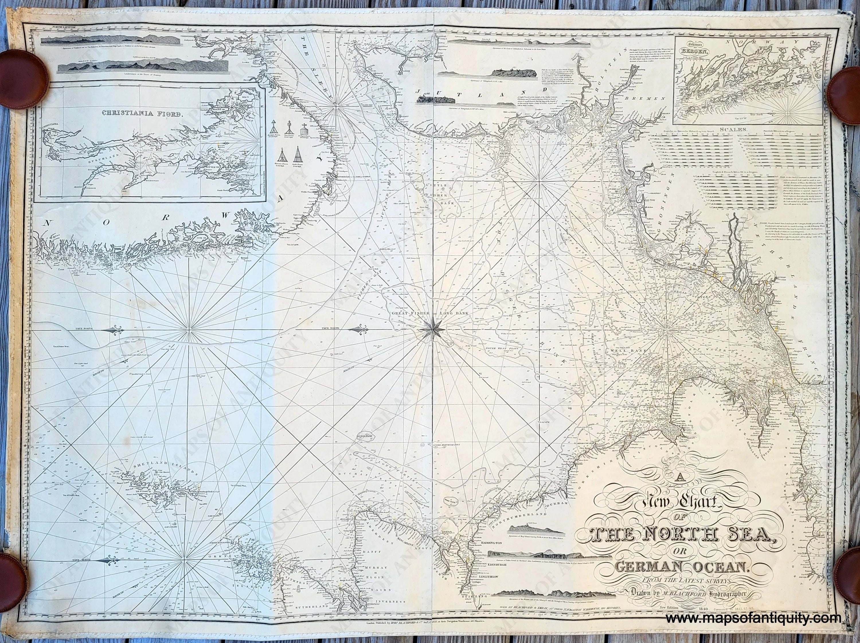 1840/1843 - A New Chart of the North Sea or German Ocean- Antique Char ...