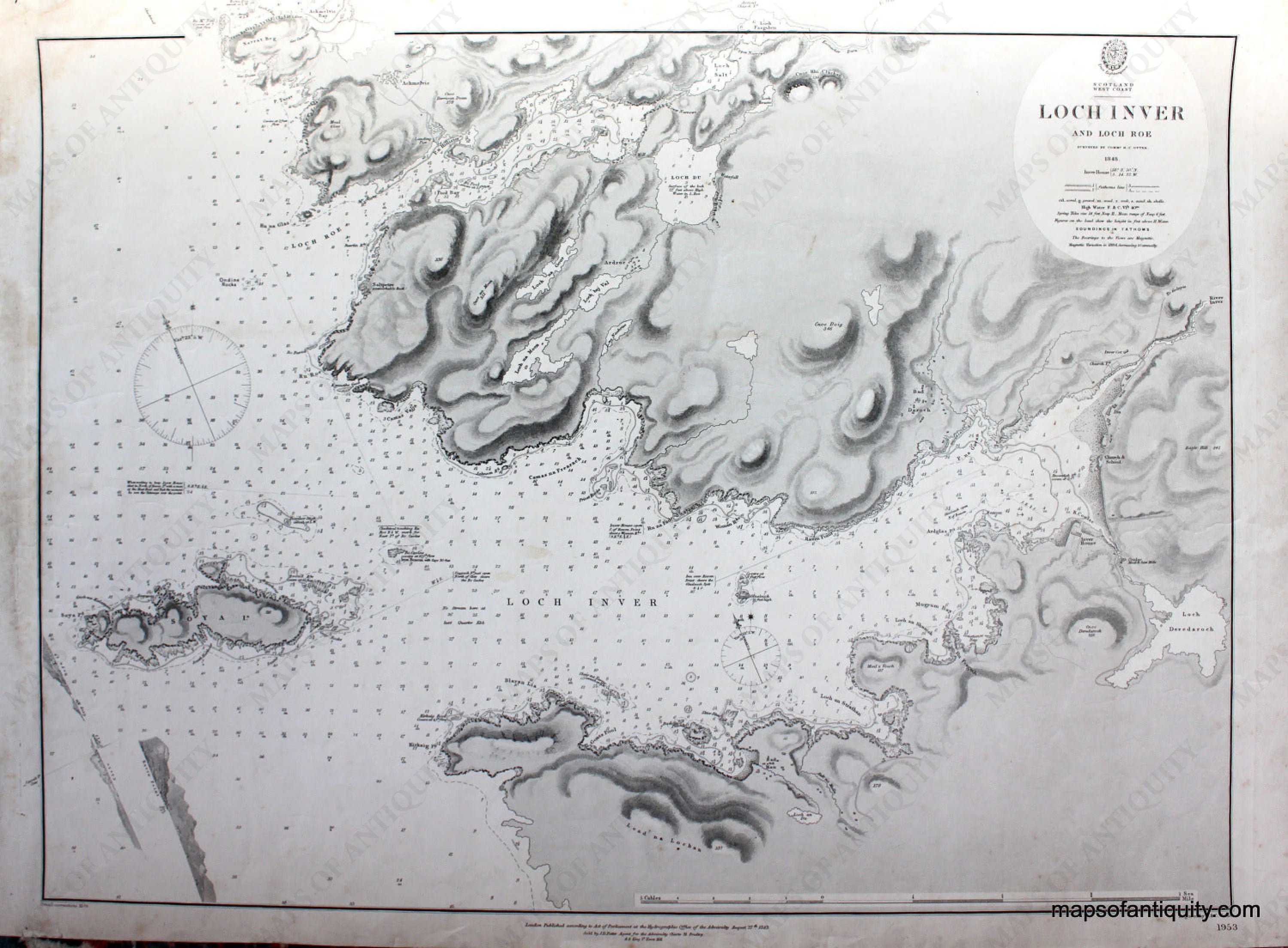 1894 - Loch Inver and Loch Roe Scotland - Antique Chart – Maps of Antiquity