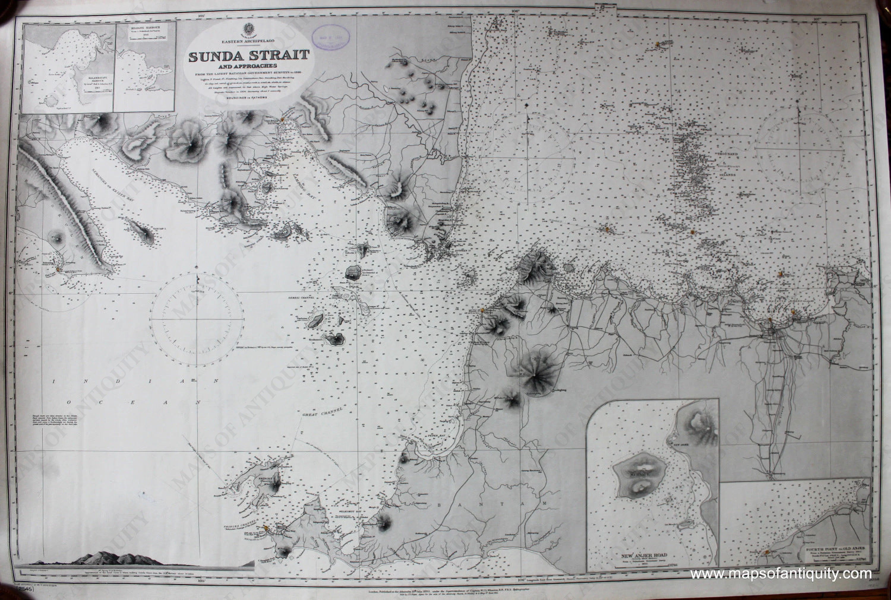 1893 - Indonesia - Sunda Strait and Approaches - Antique Chart – Maps ...