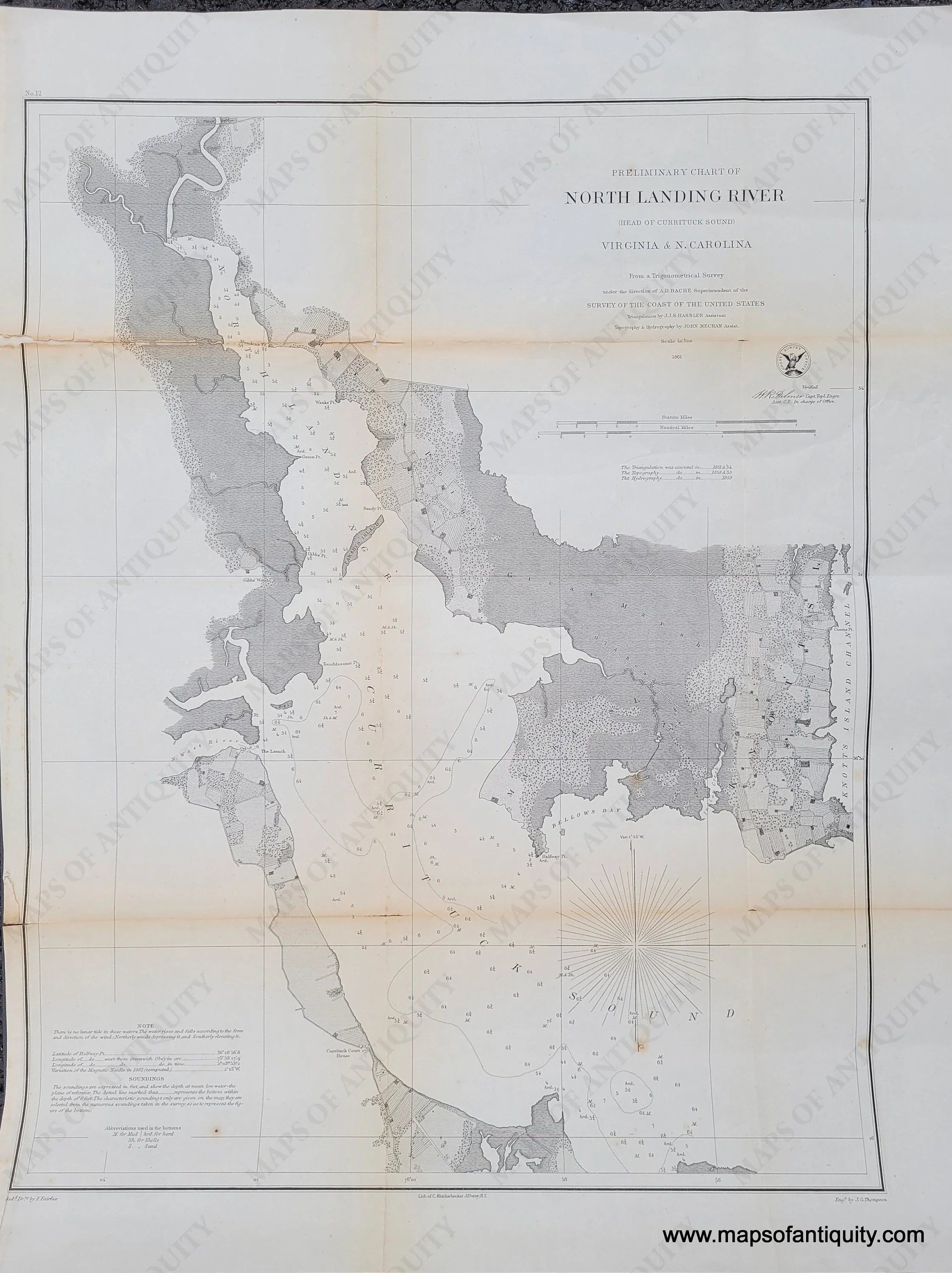1861 - Preliminary Chart of North Landing River (Head of Currituck Sou ...