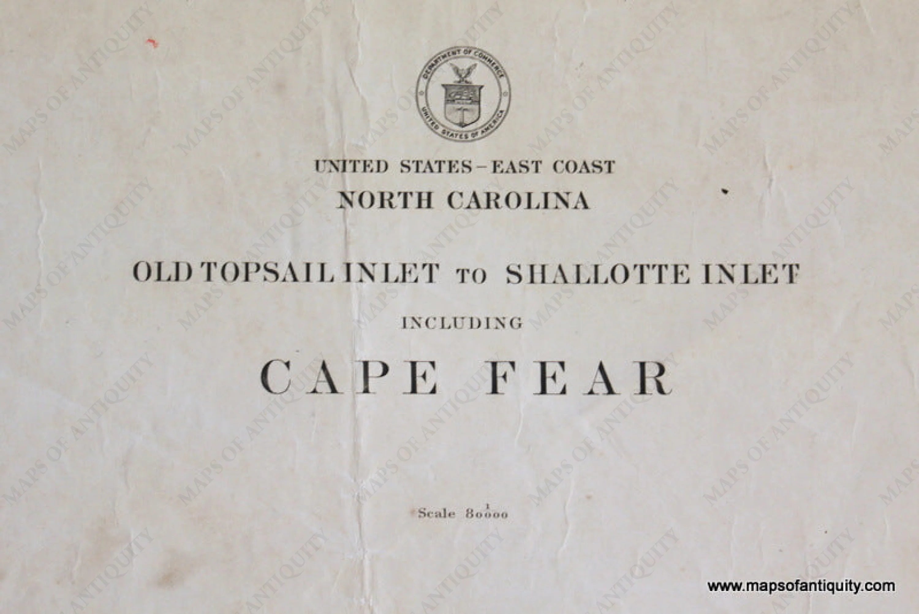 1911 Genuine Antique Nautical Chart Old Topsail Inlet to Shallotte ...