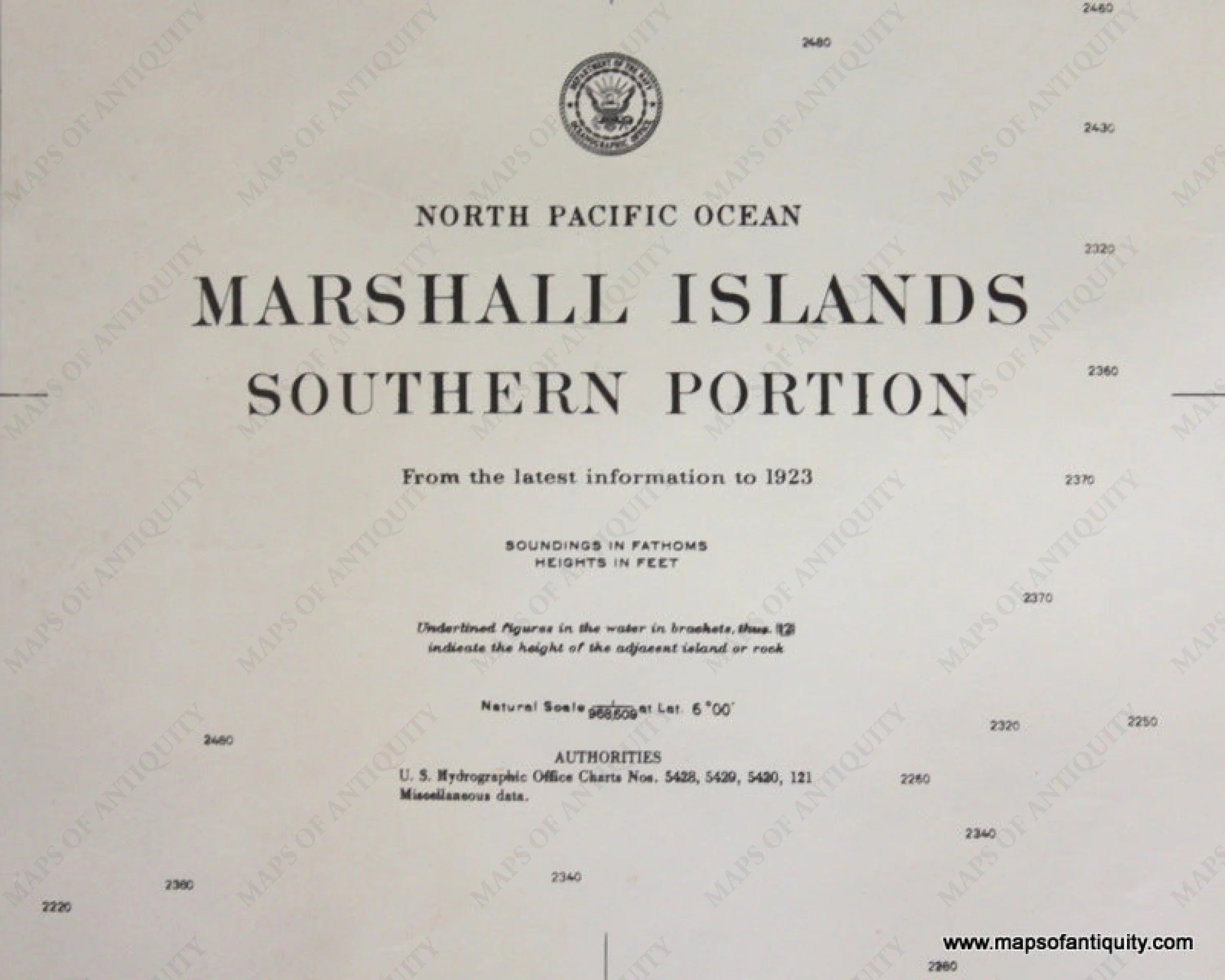 1923(1968) Genuine Antique Nautical Chart Marshall Islands Southern ...