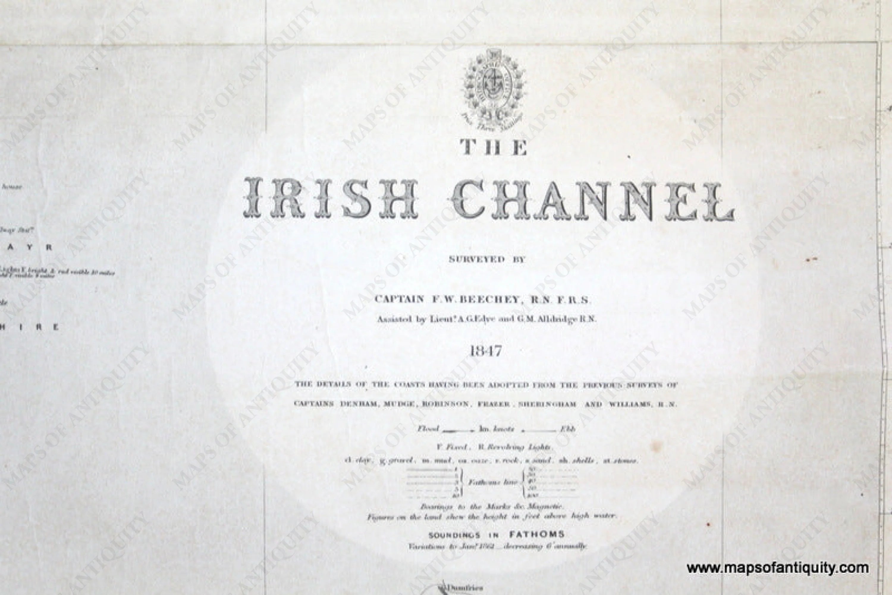 1847 Genuine Antique Nautical Chart The Irish Channel – Maps of Antiquity