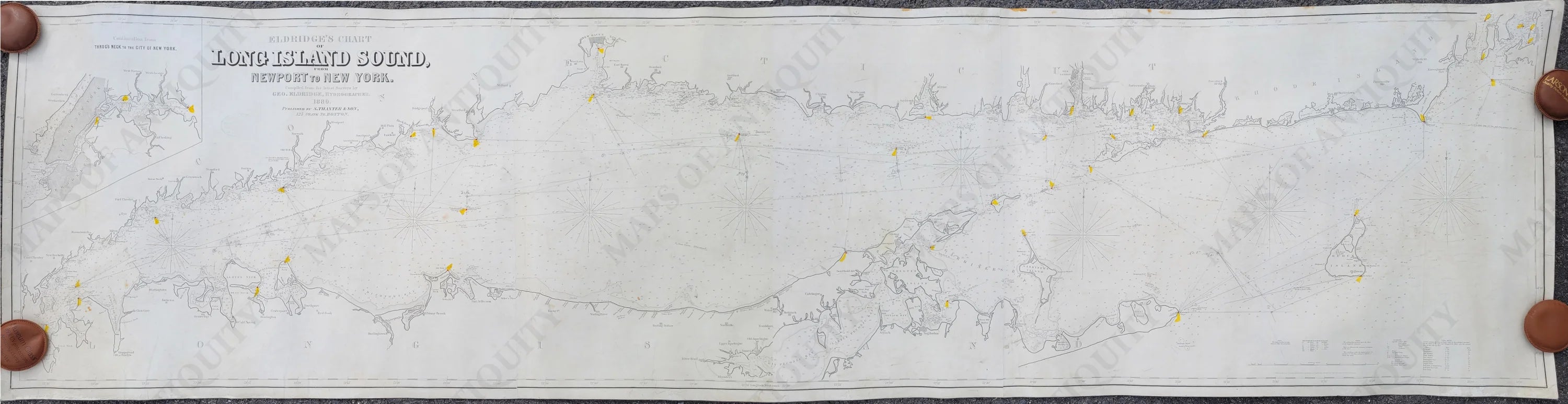 1880 - Eldridge's Chart of Long Island Sound from Newport to New York ...