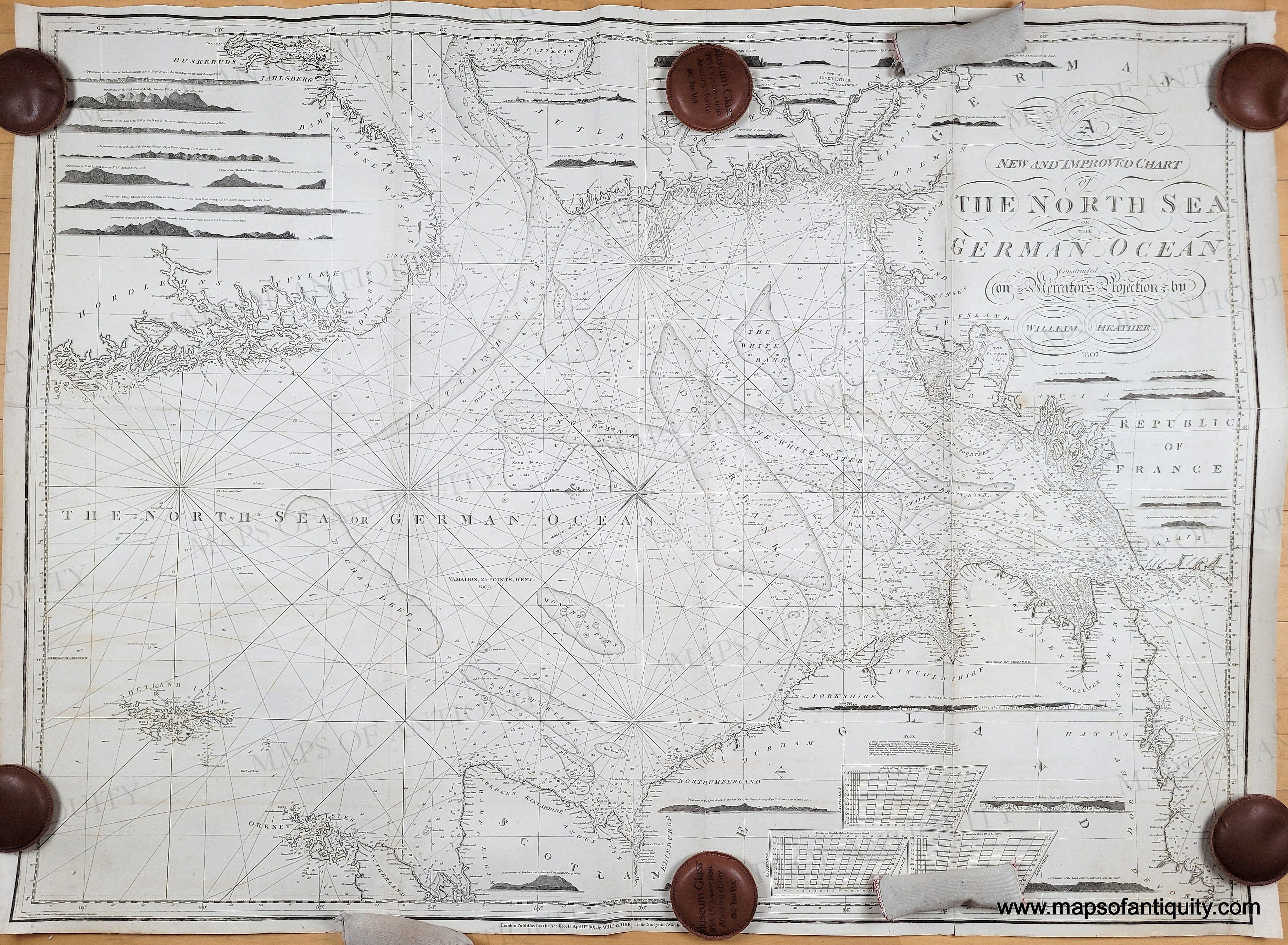 1807 - A New an Improved Chart of the North Sea or the German Ocean Co ...
