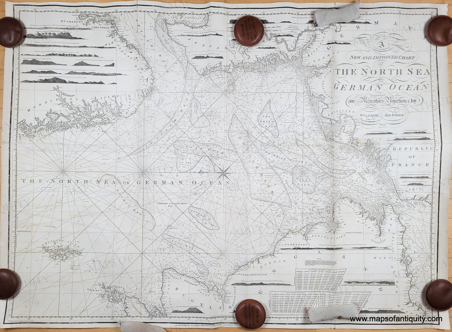 1807 - A New an Improved Chart of the North Sea or the German Ocean Co ...