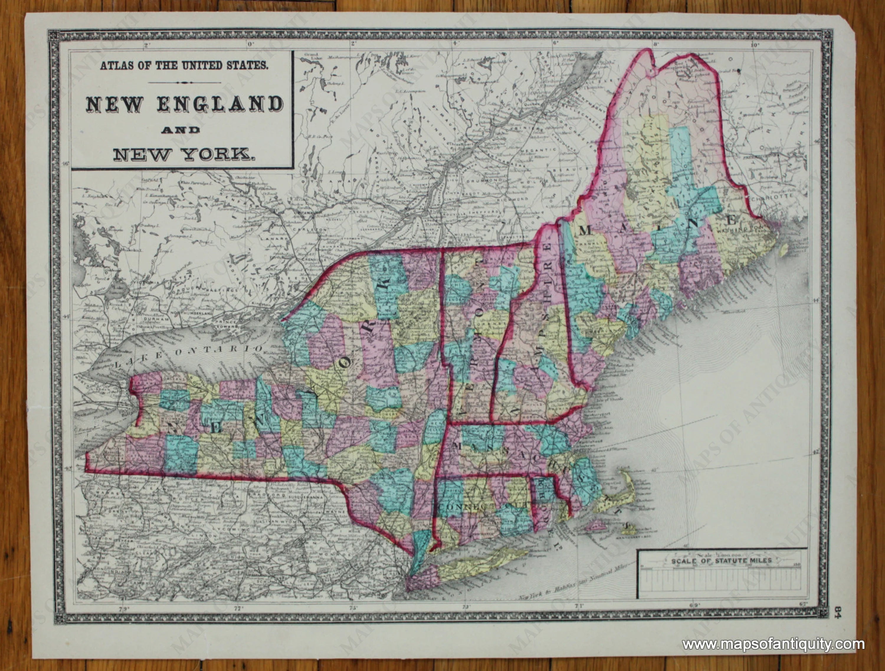 1872 - Atlas of the United States: New England and New York - Antique ...