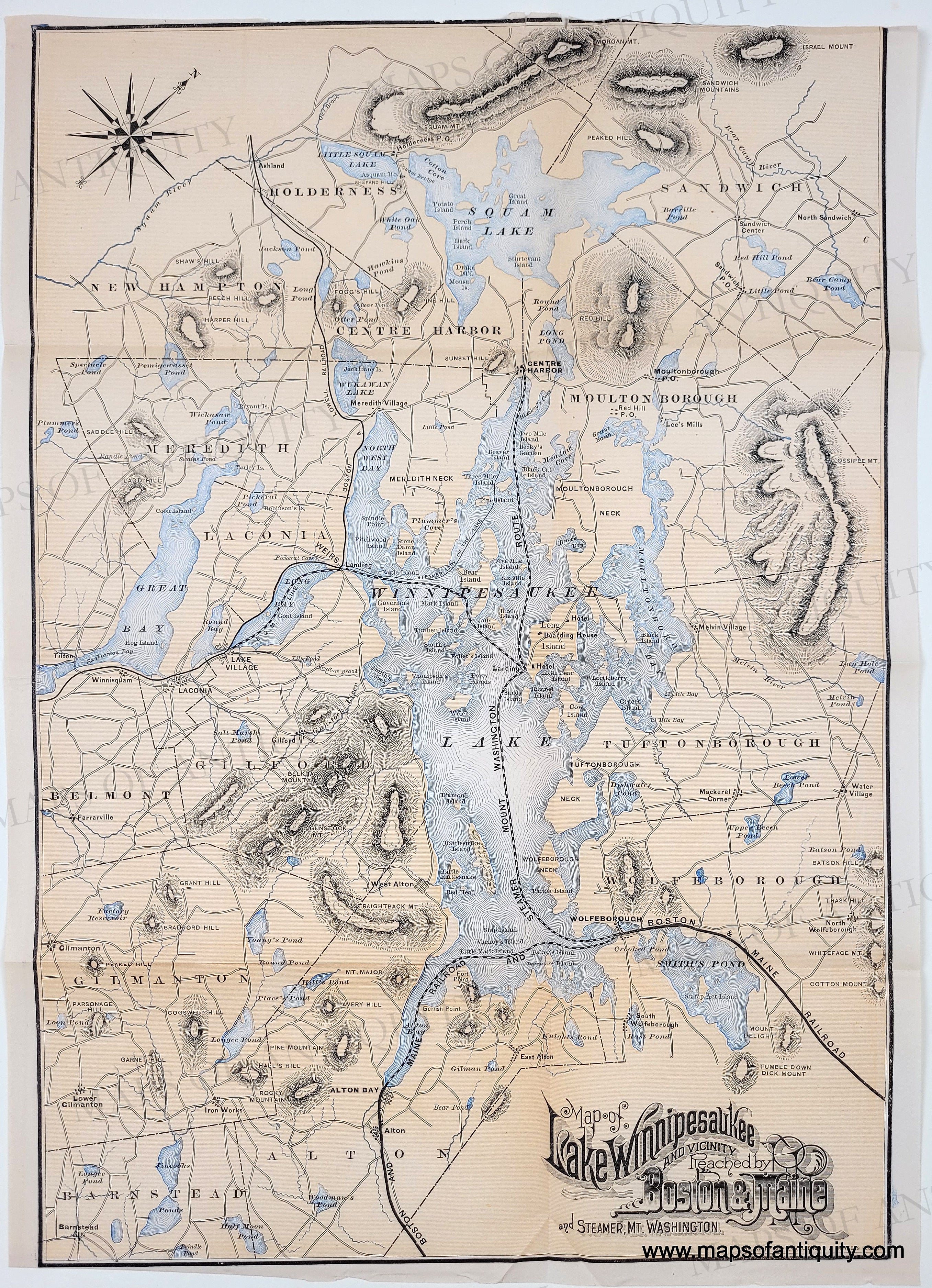 1887 - Map of Lake Winnipesaukee and Vicinity reached by Boston & Main ...
