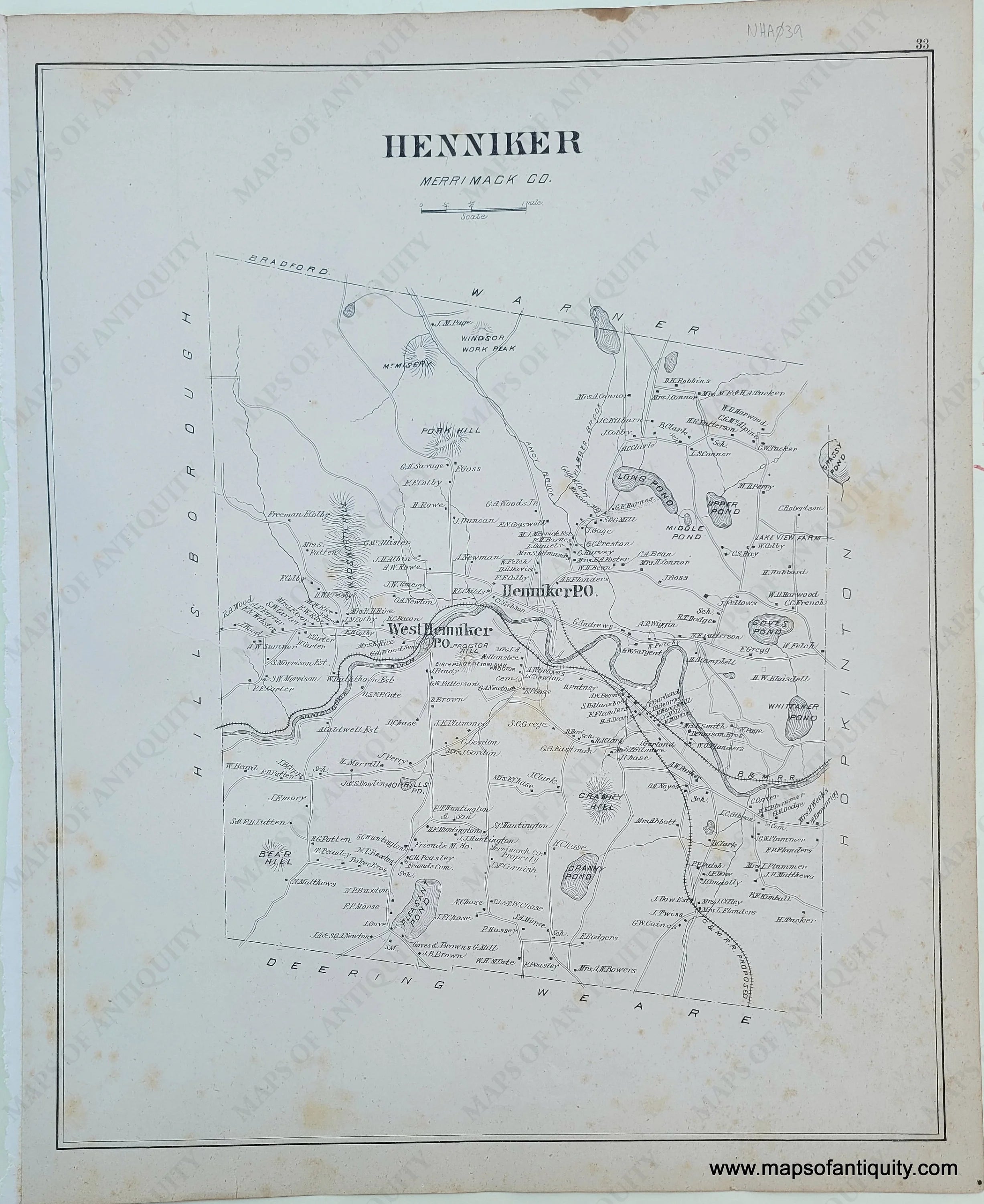 1892 - Henniker (NH) - Antique Map – Maps of Antiquity