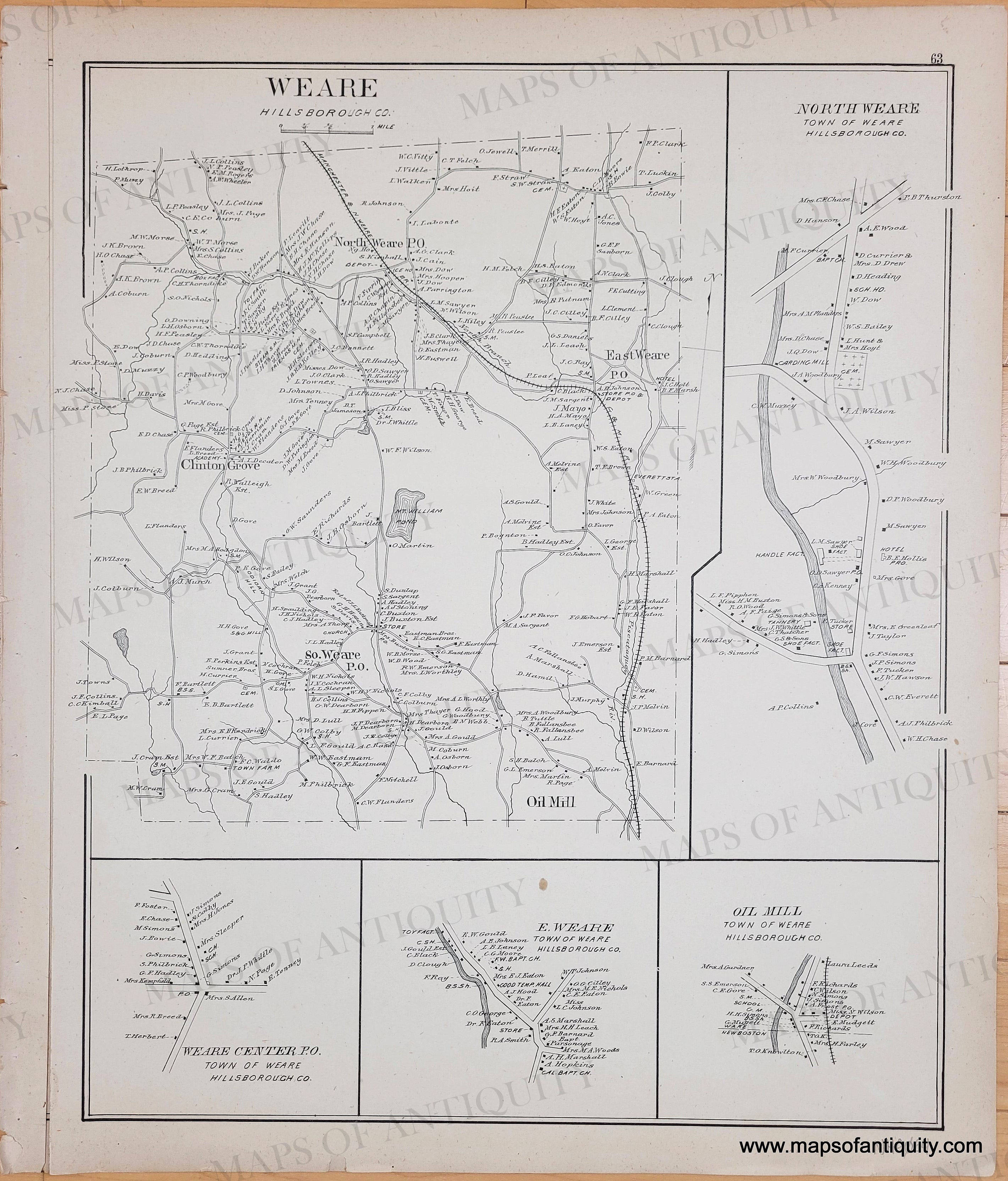 1892 - Weare (NH) - Antique Map – Maps of Antiquity