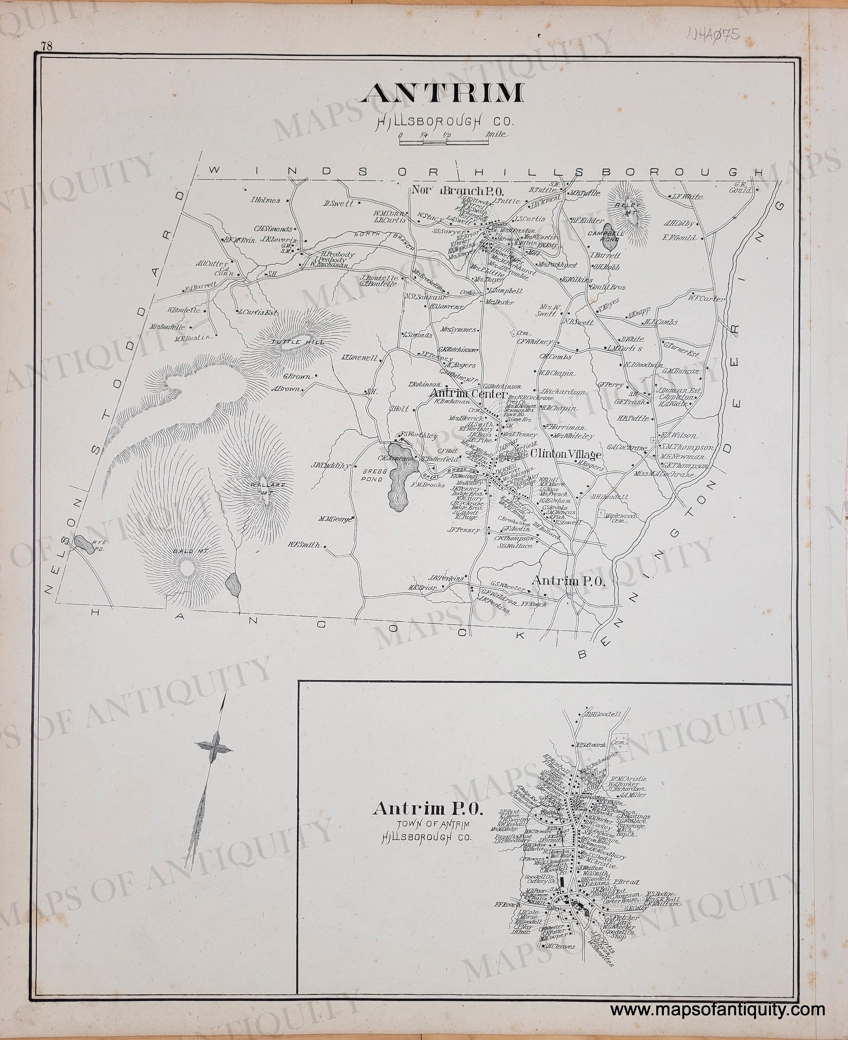 1892 - Antrim (NH) - Antique Map – Maps of Antiquity