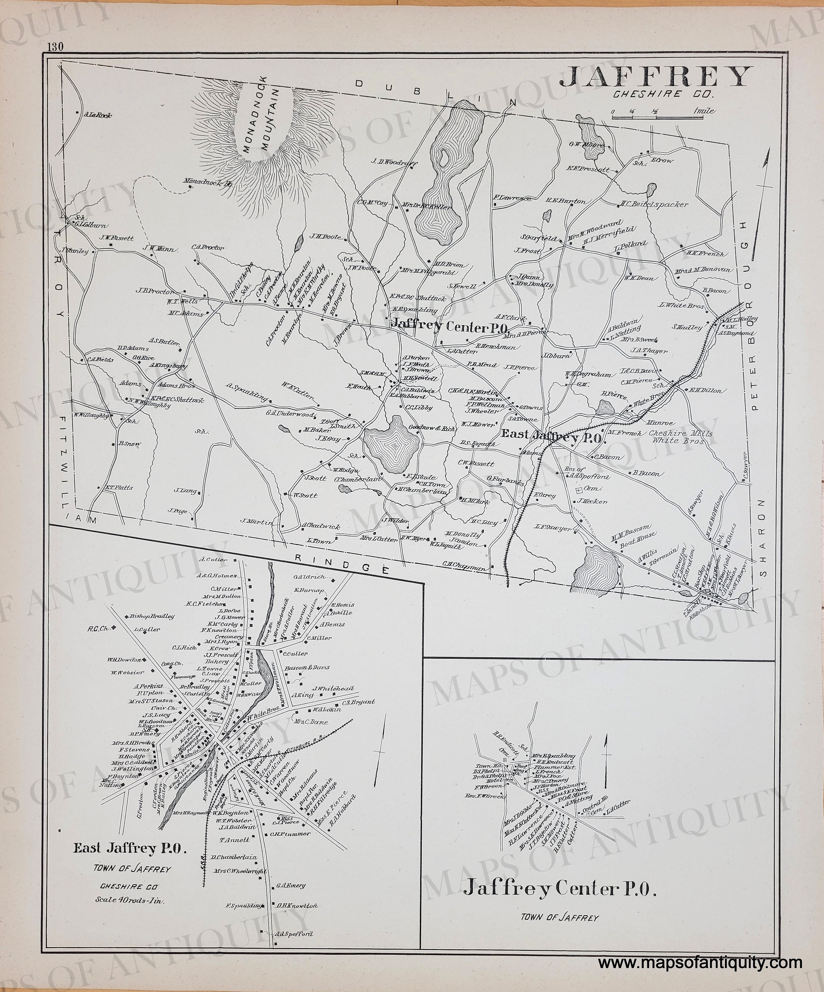 1892 - Jaffrey (NH) - Antique Map – Maps of Antiquity