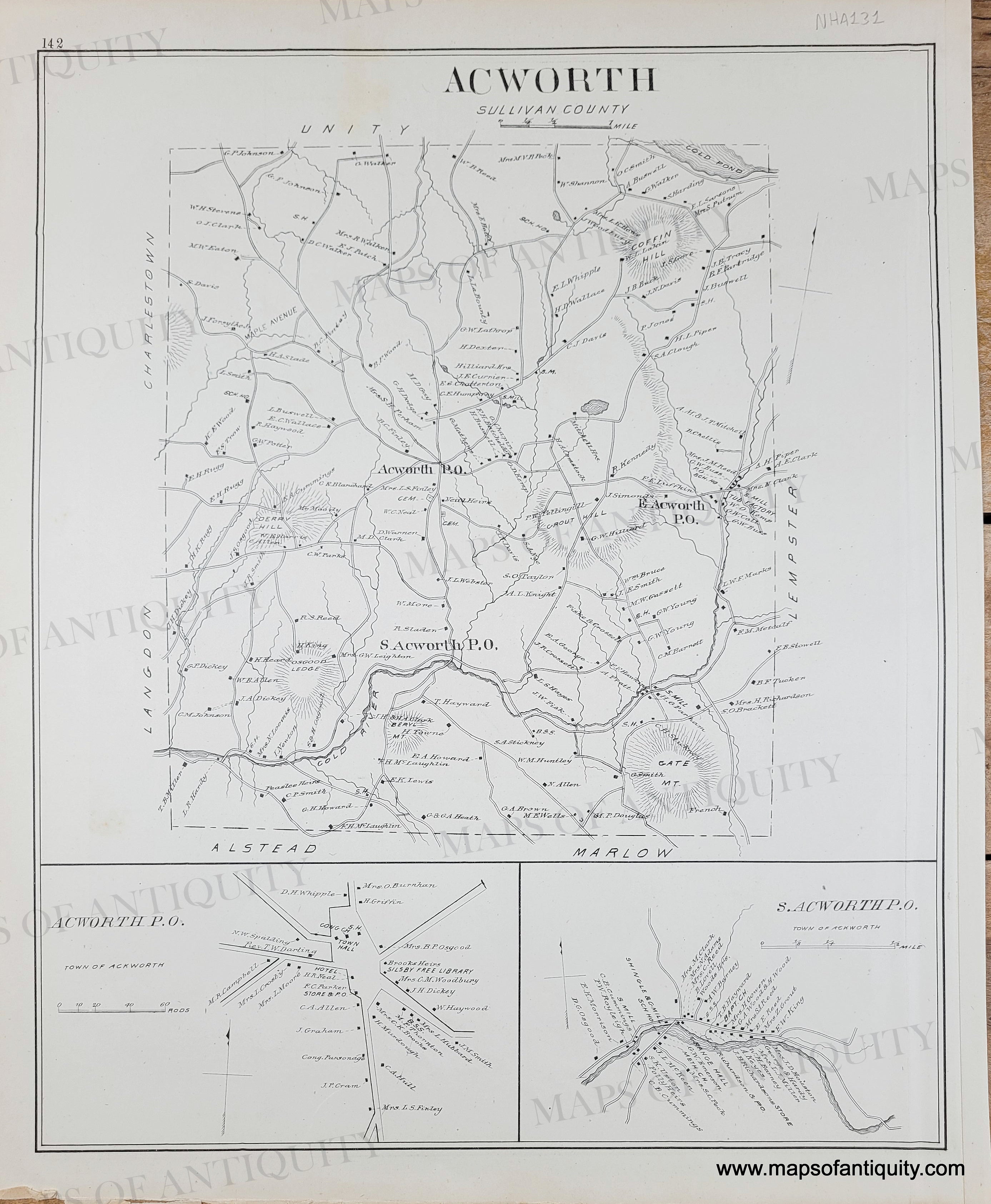 1892 - Acworth (NH) - Antique Map – Maps of Antiquity
