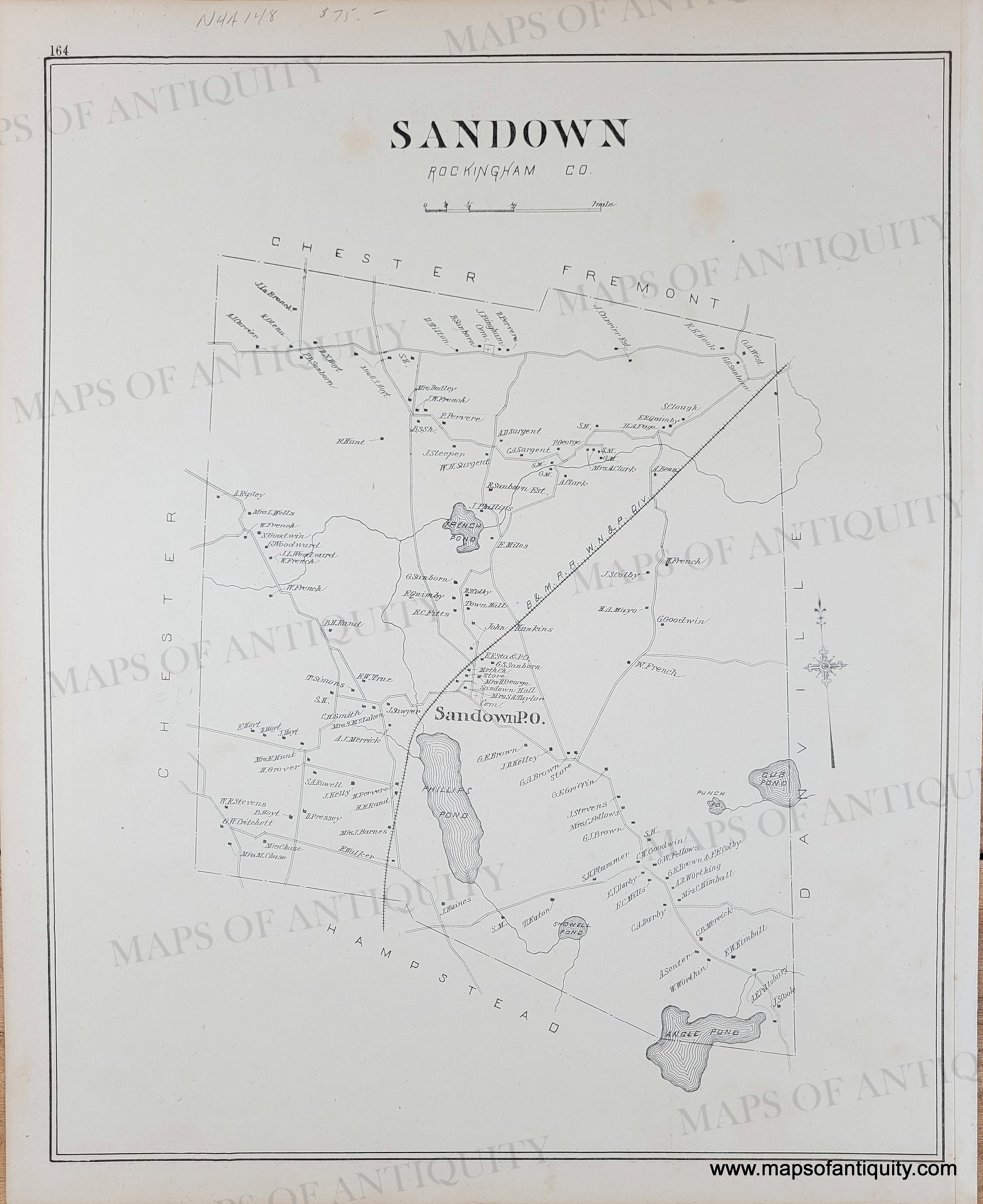 1892 - Sandown (NH) - Antique Map – Maps of Antiquity