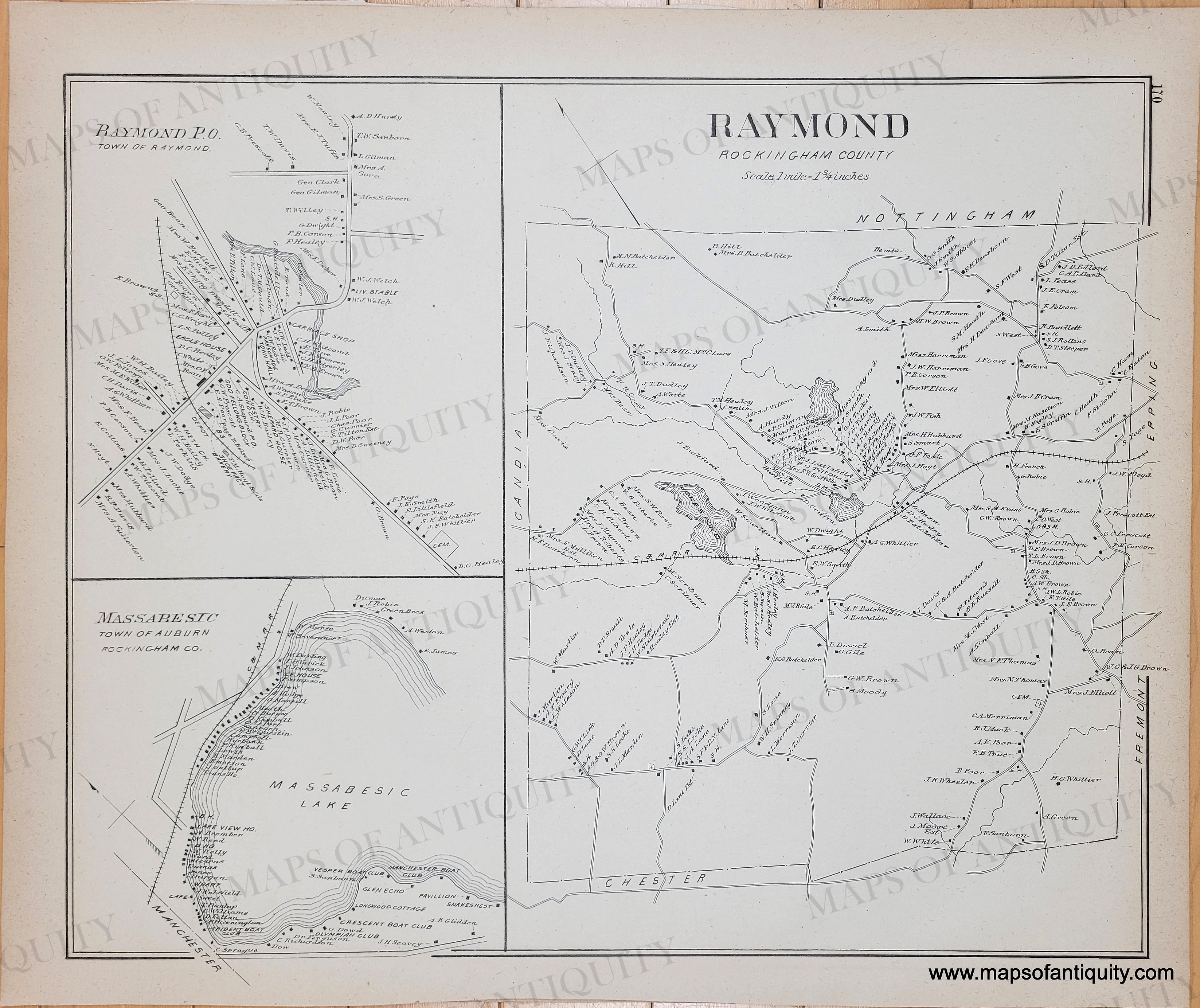1892 - Raymond (NH) - Antique Map – Maps of Antiquity