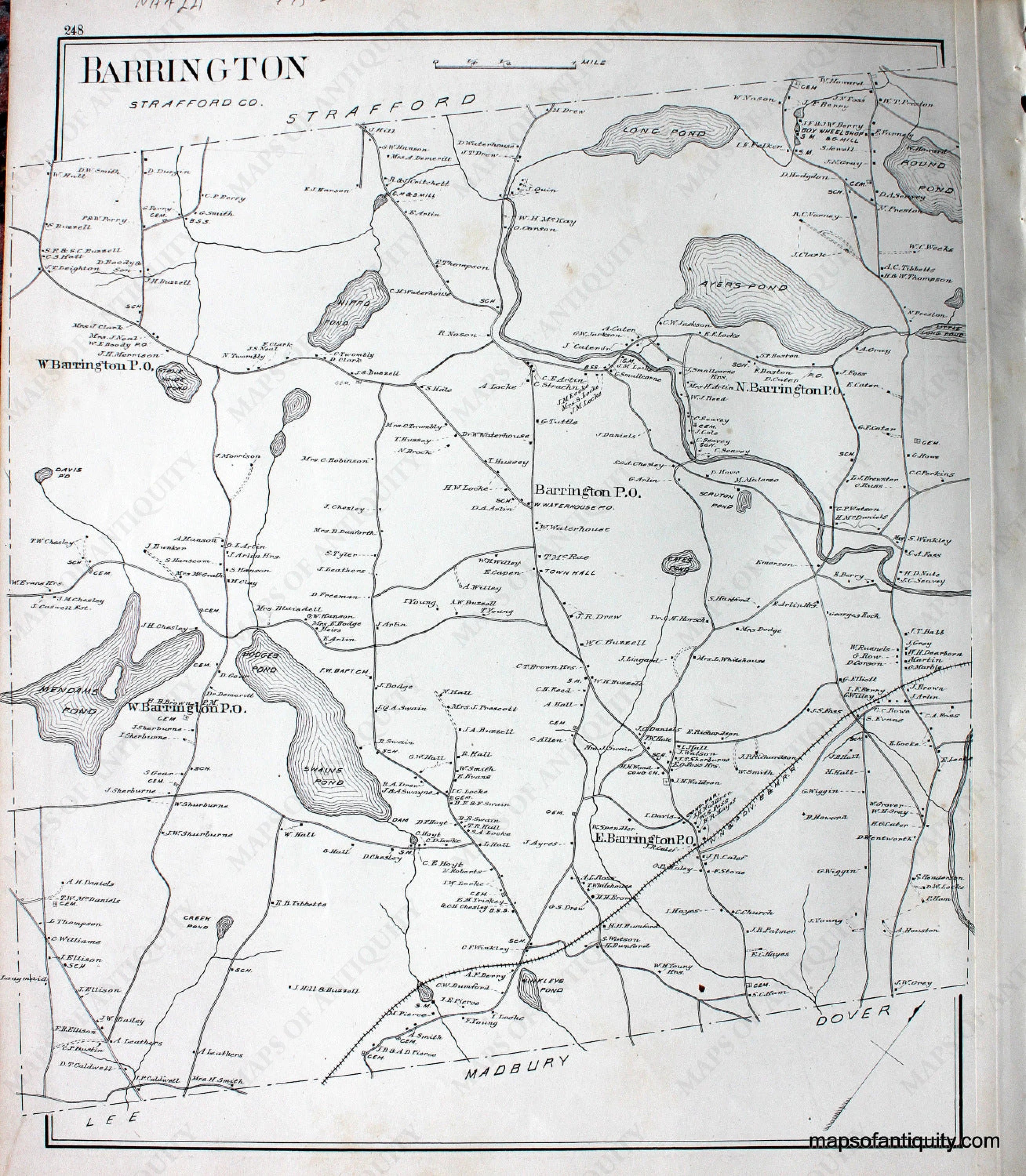 1892 - Barrington (NH) - Antique Map – Maps of Antiquity