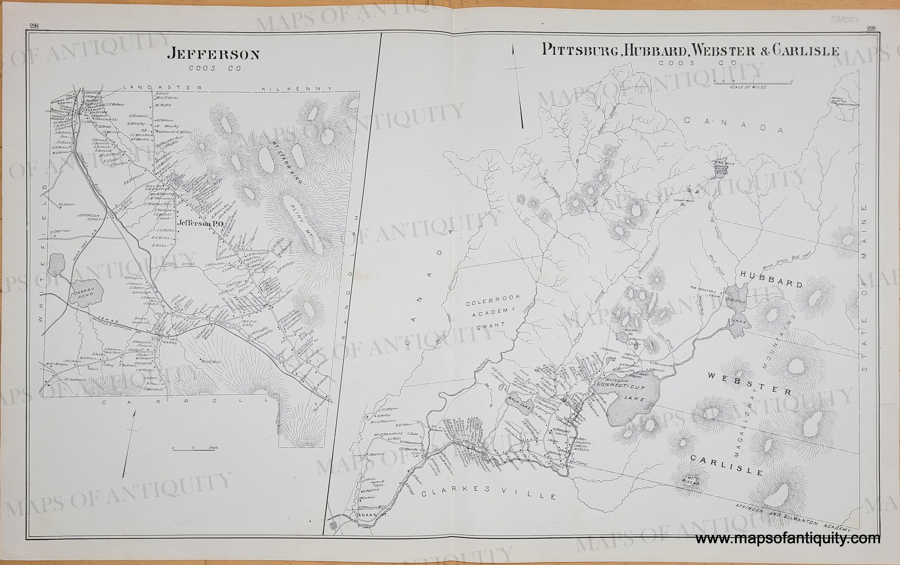 1892 - Jefferson, Pittsburg, Hubbard, Webster & Carlisle (NH) - Antiqu ...