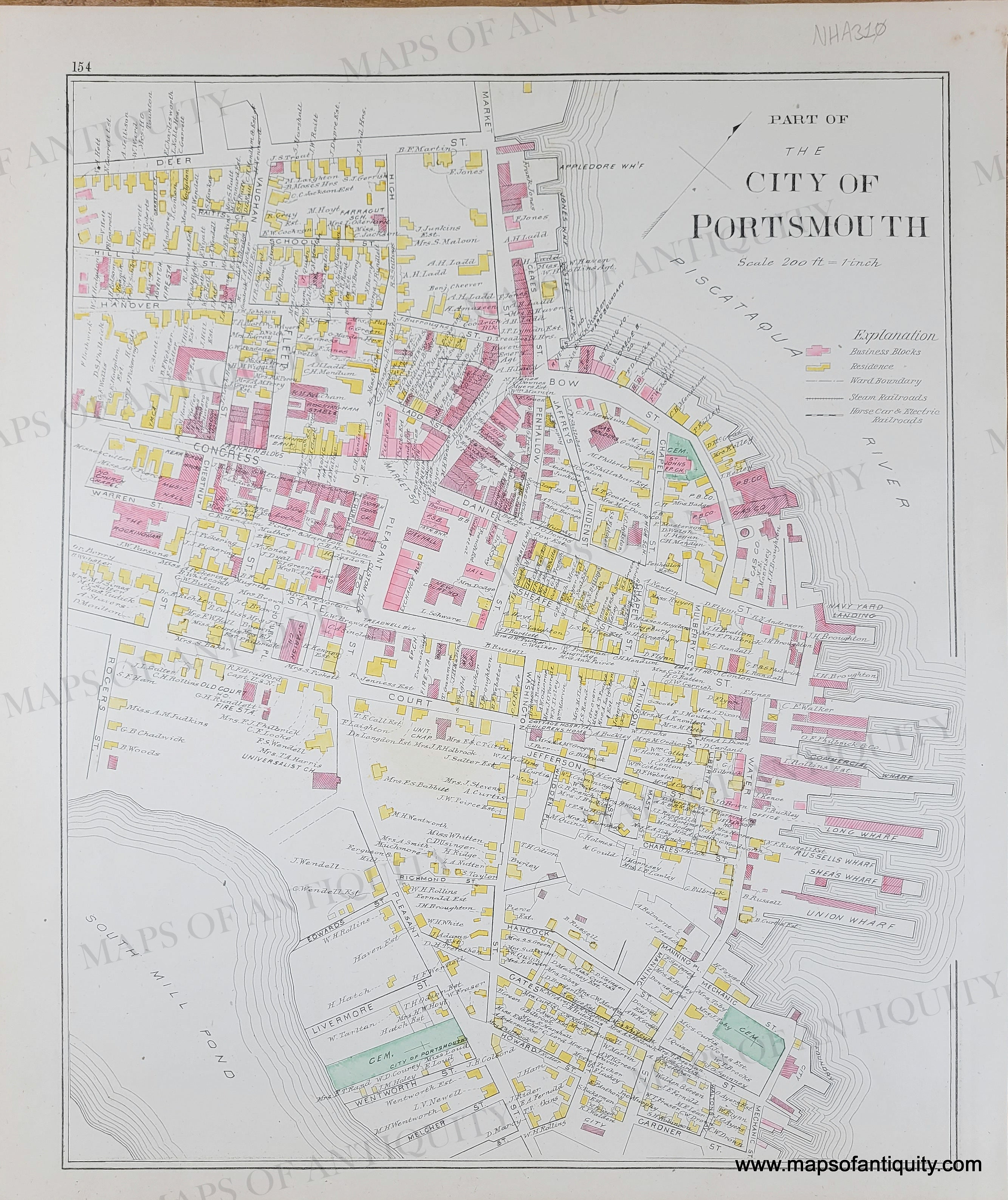 1892 - Part of the City of Portsmouth (NH) - Antique Map – Maps of ...