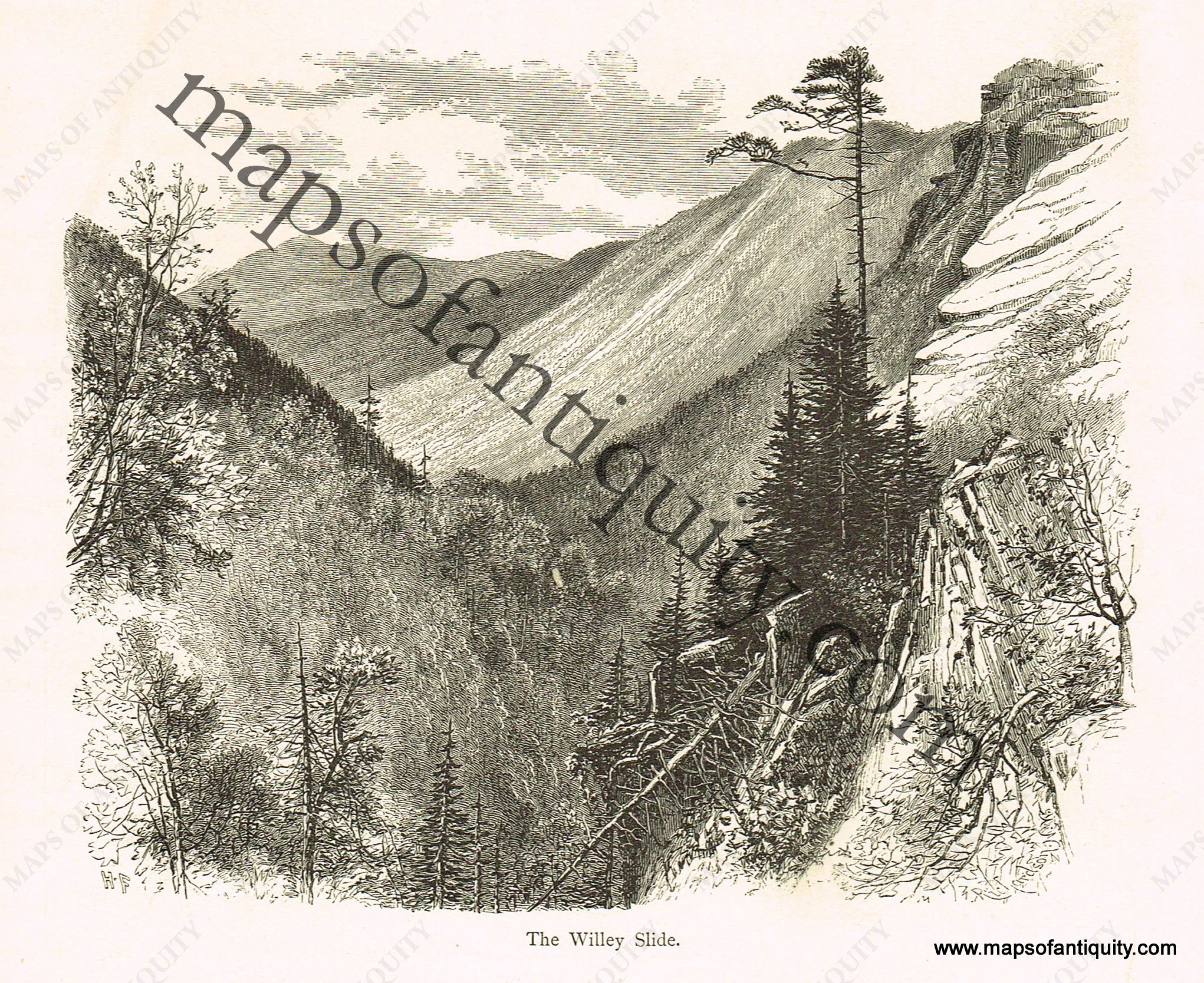 1872 - The Willey Slide - Antique Print – Maps of Antiquity