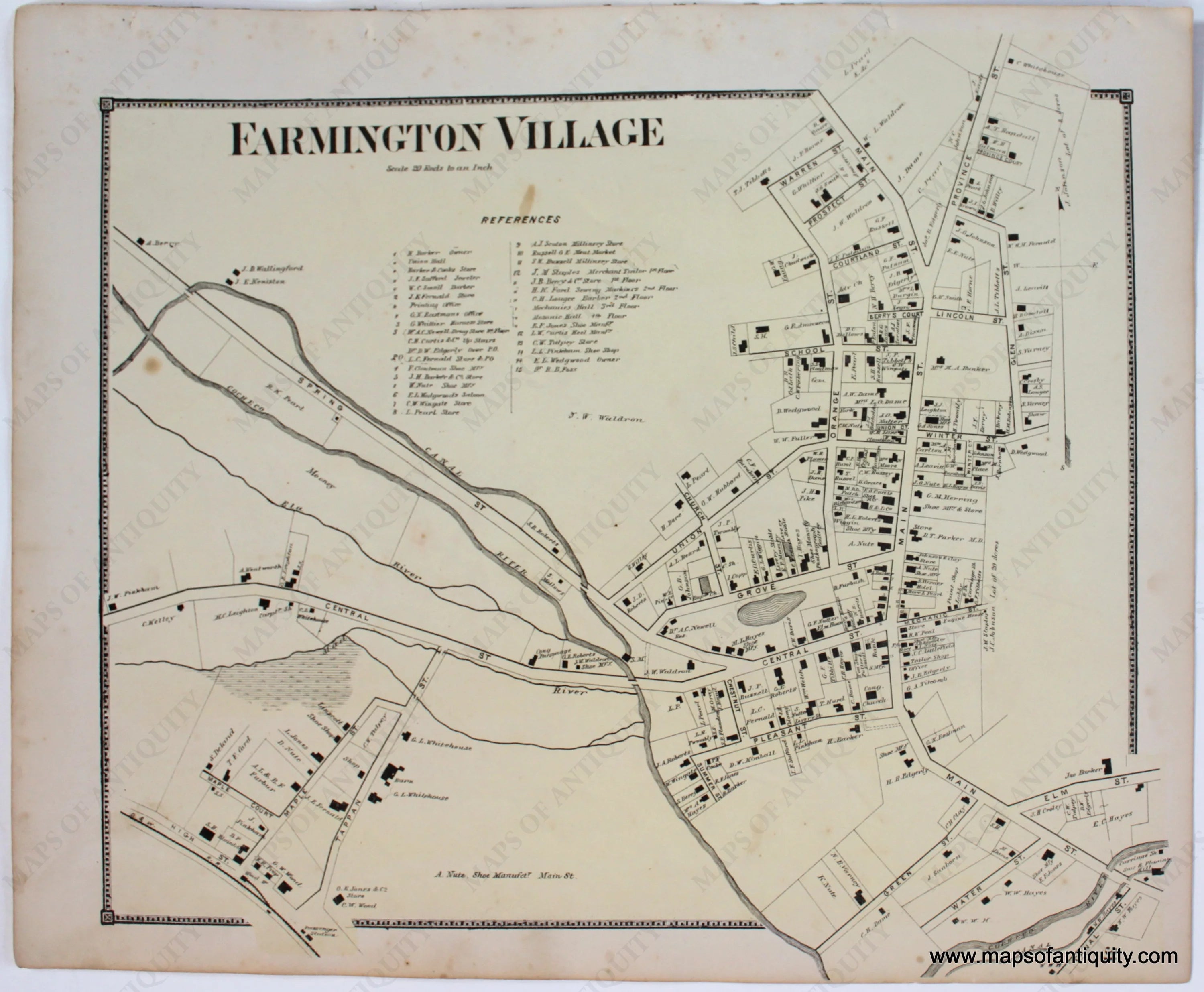 1871 - Farmington Village (NH) - Antique Map – Maps of Antiquity