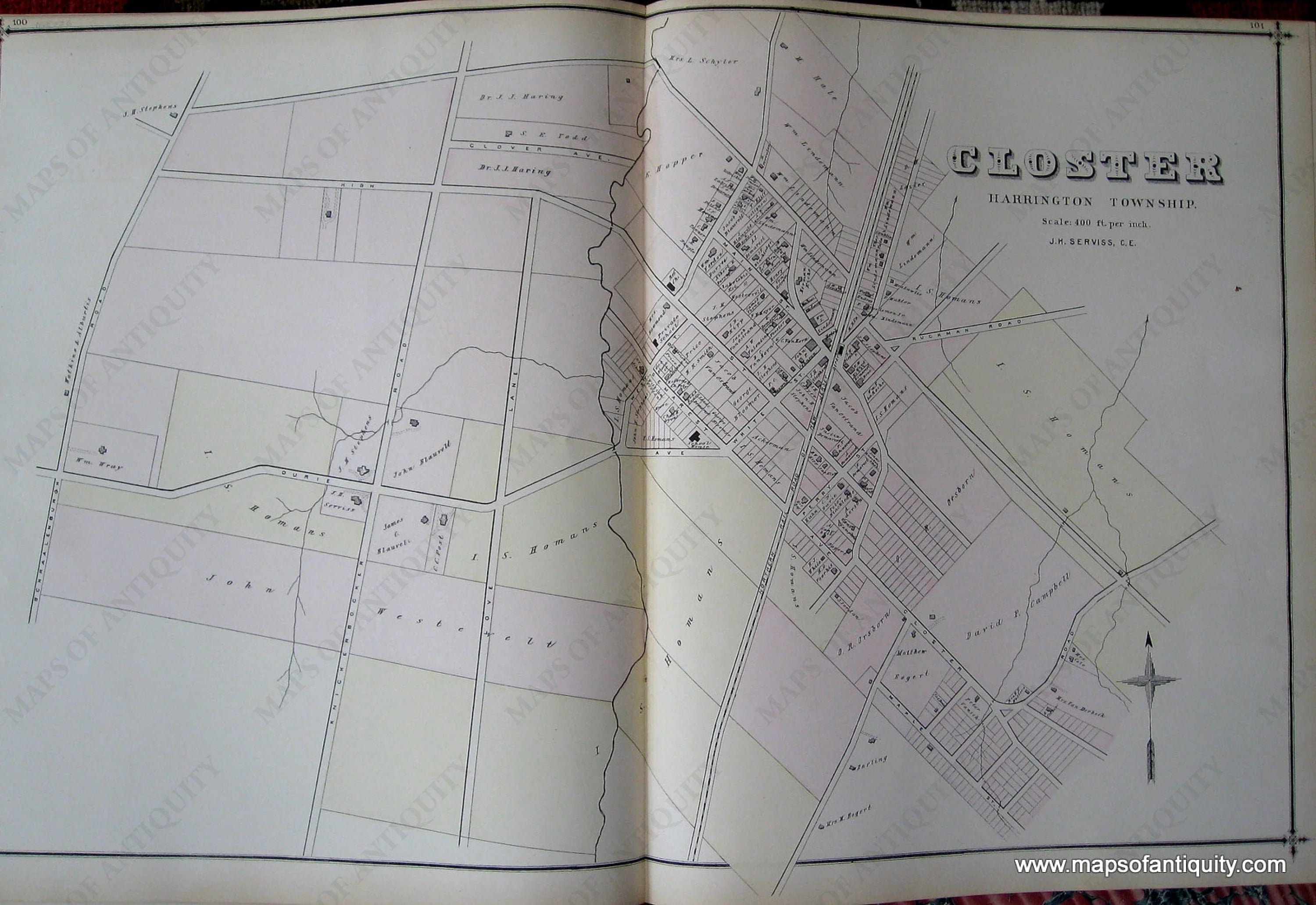 1876 - Closter, Harrington Township (NJ) - Antique Map – Maps of Antiquity