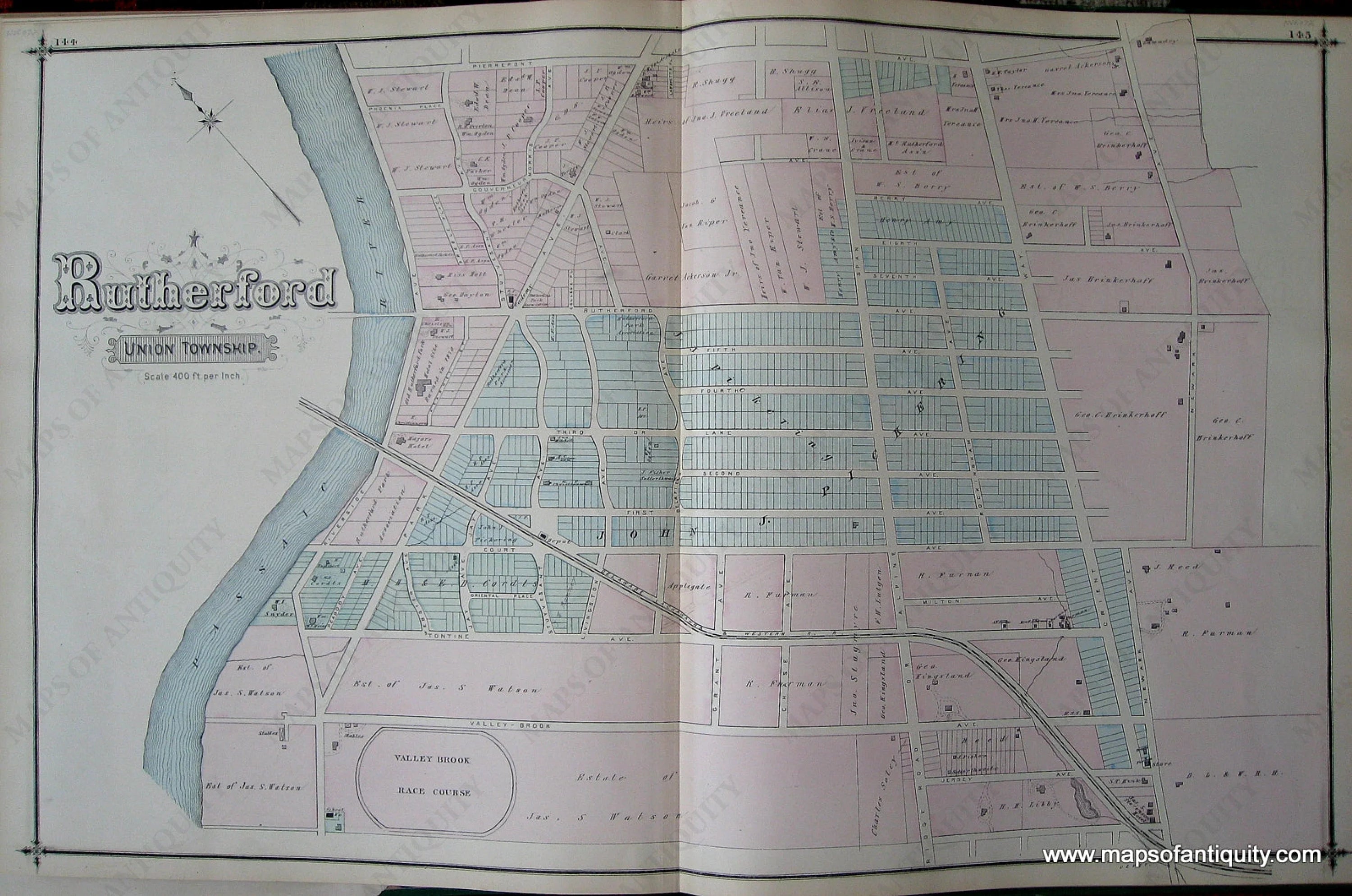 1876 - Rutherford (detailed section) (NJ) - Antique Map – Maps of Antiquity