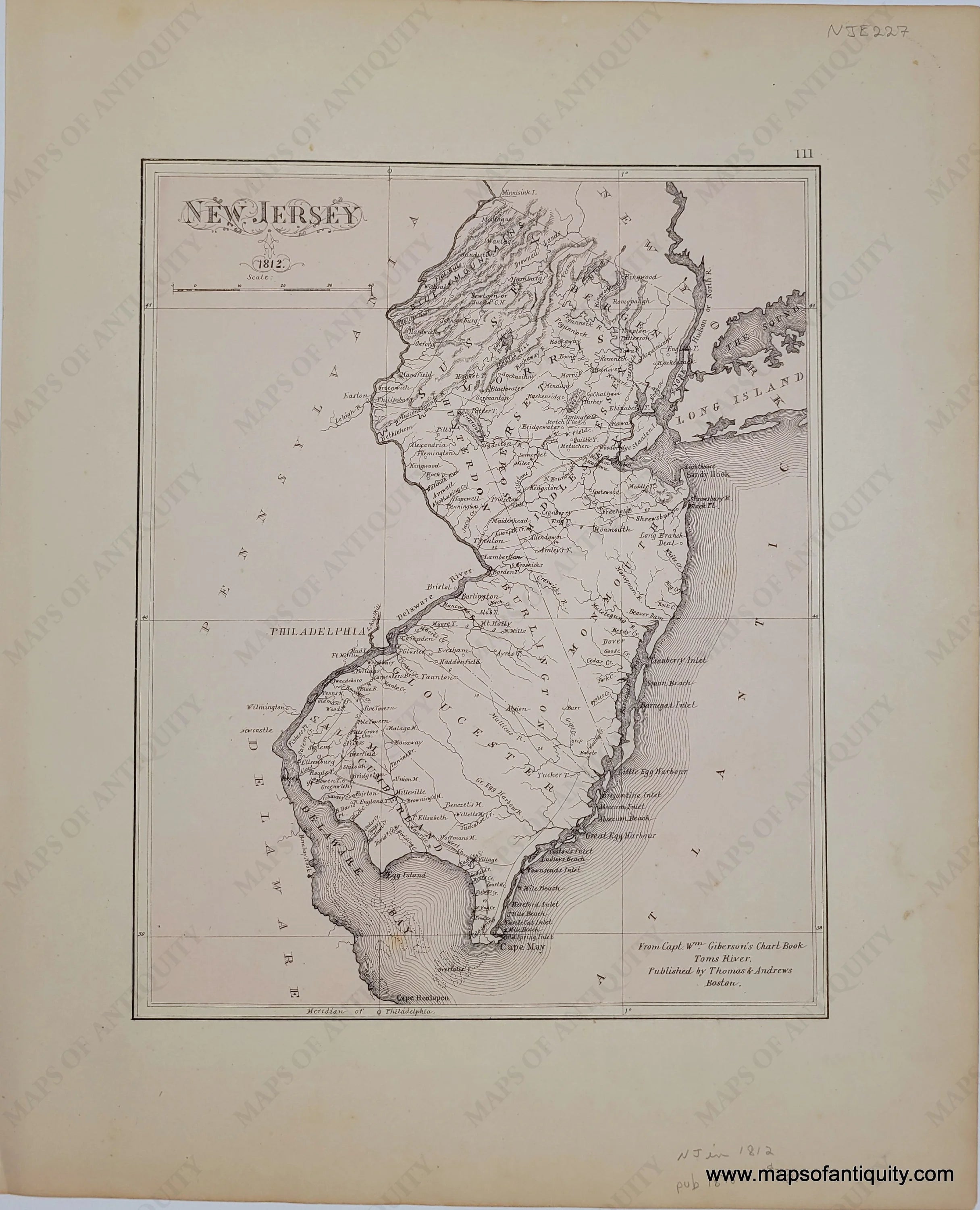 1879 - New Jersey in 1812 - Antique Map – Maps of Antiquity