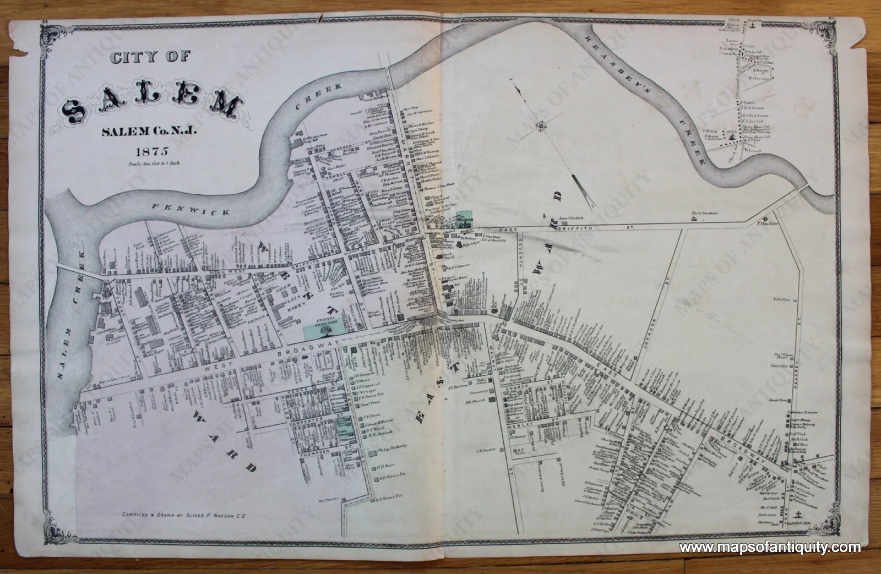 1876 - City of Salem, Salem Co. N.J. - Antique Map – Maps of Antiquity